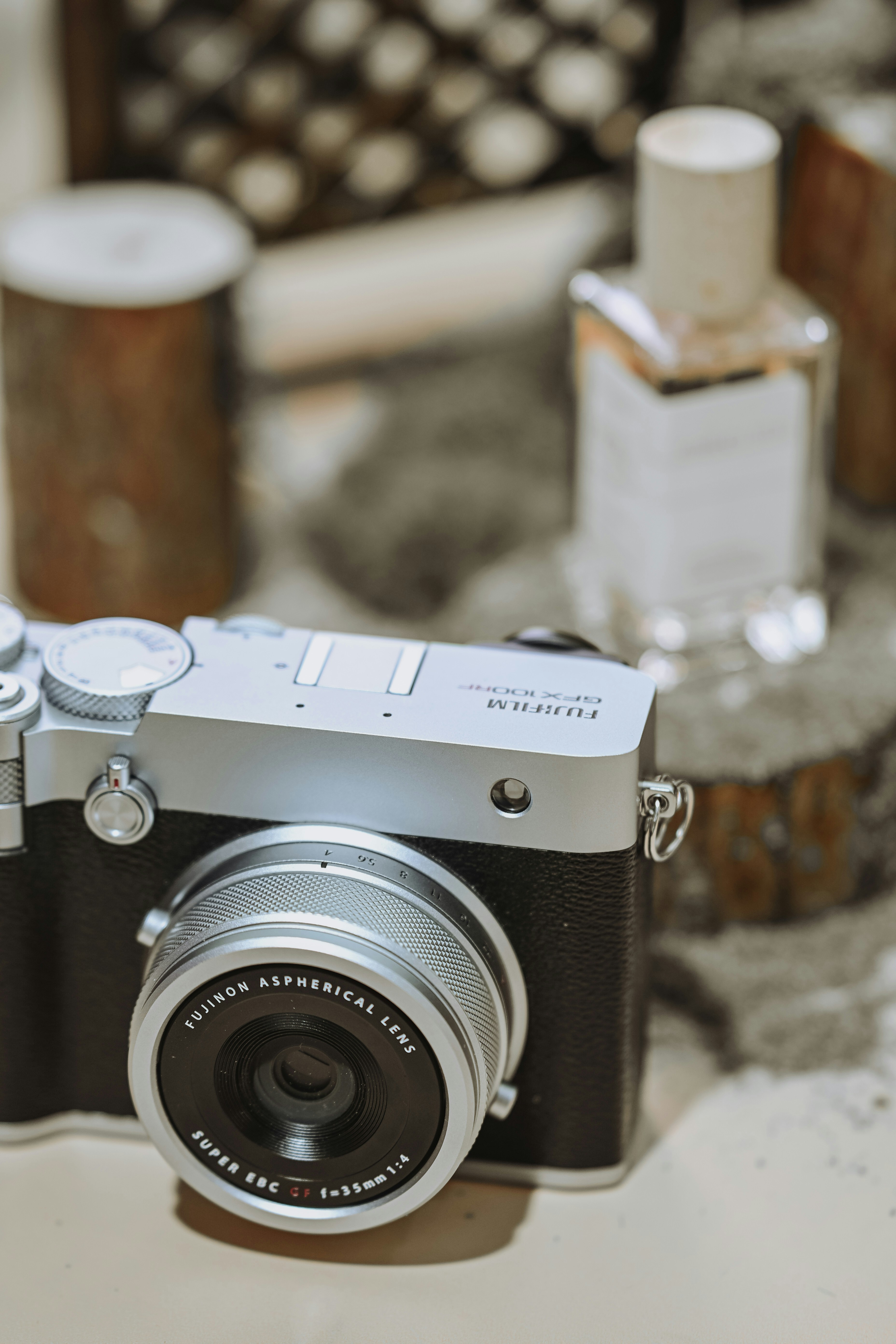 Vintage Fuji: a close-up of a classic rangefinder with a softly blurred backdrop