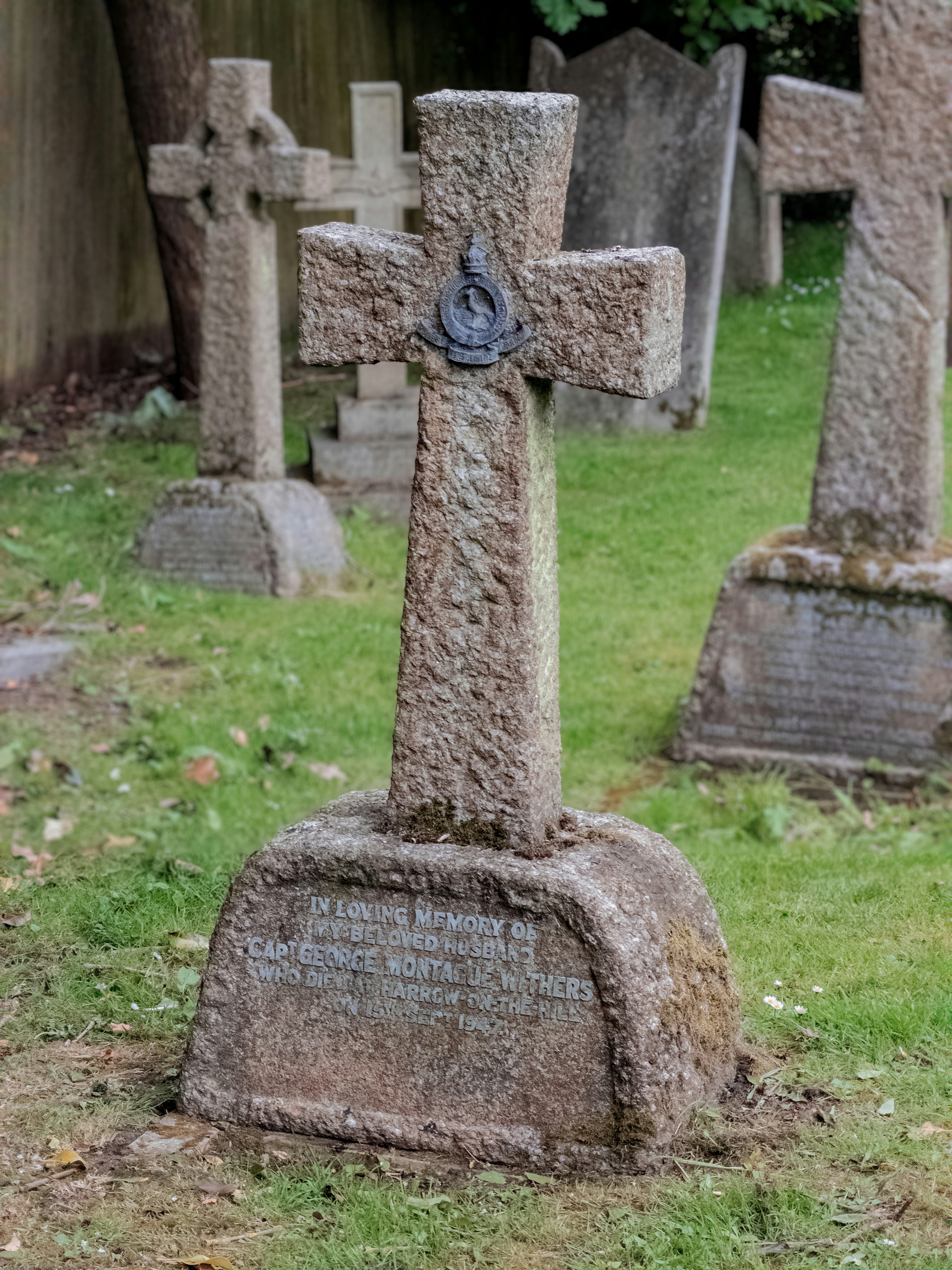 Weathered Crosses in a Quiet Cemetery