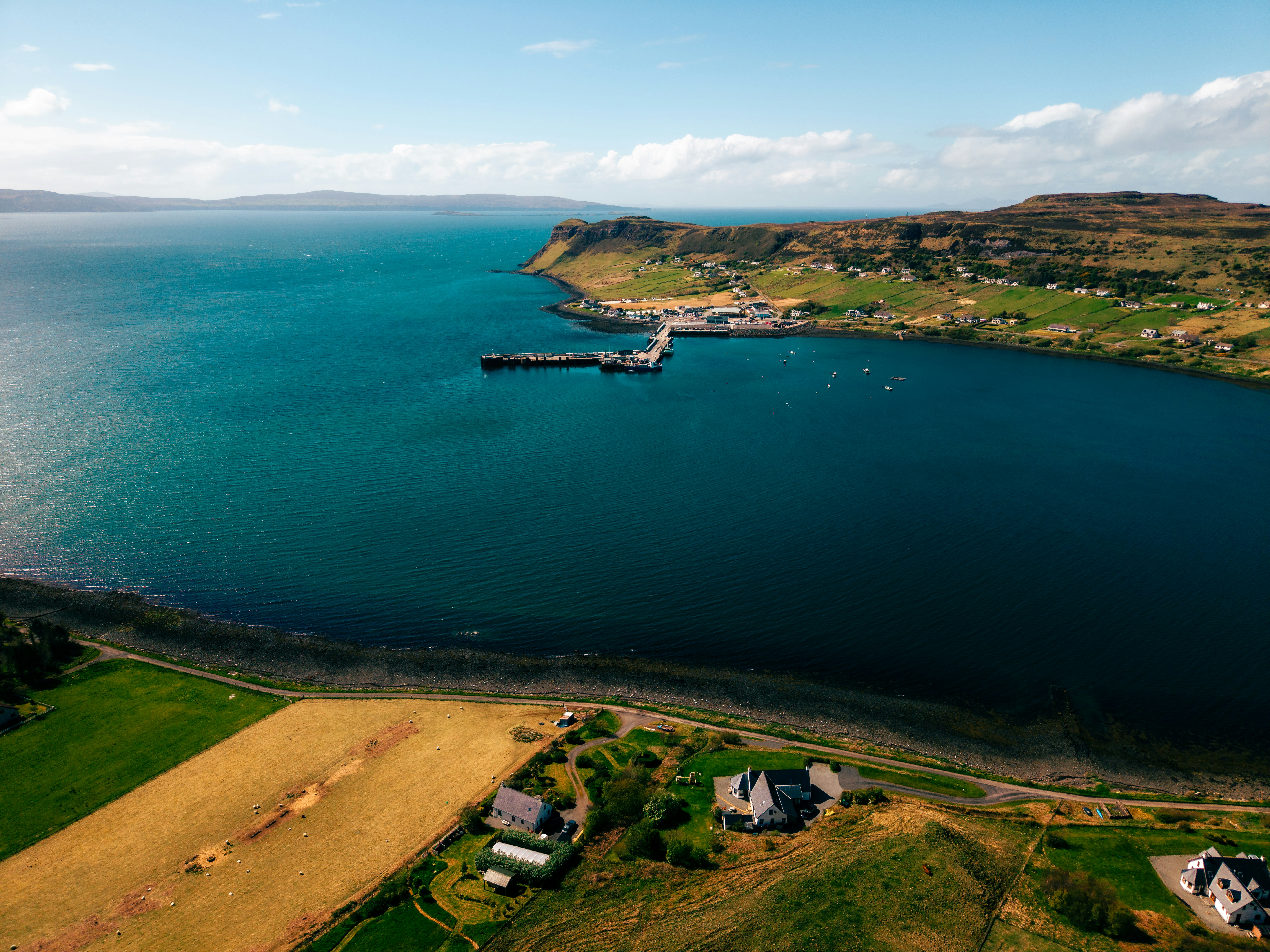 Coastal Settlement Fringed by Calming Blue Waters