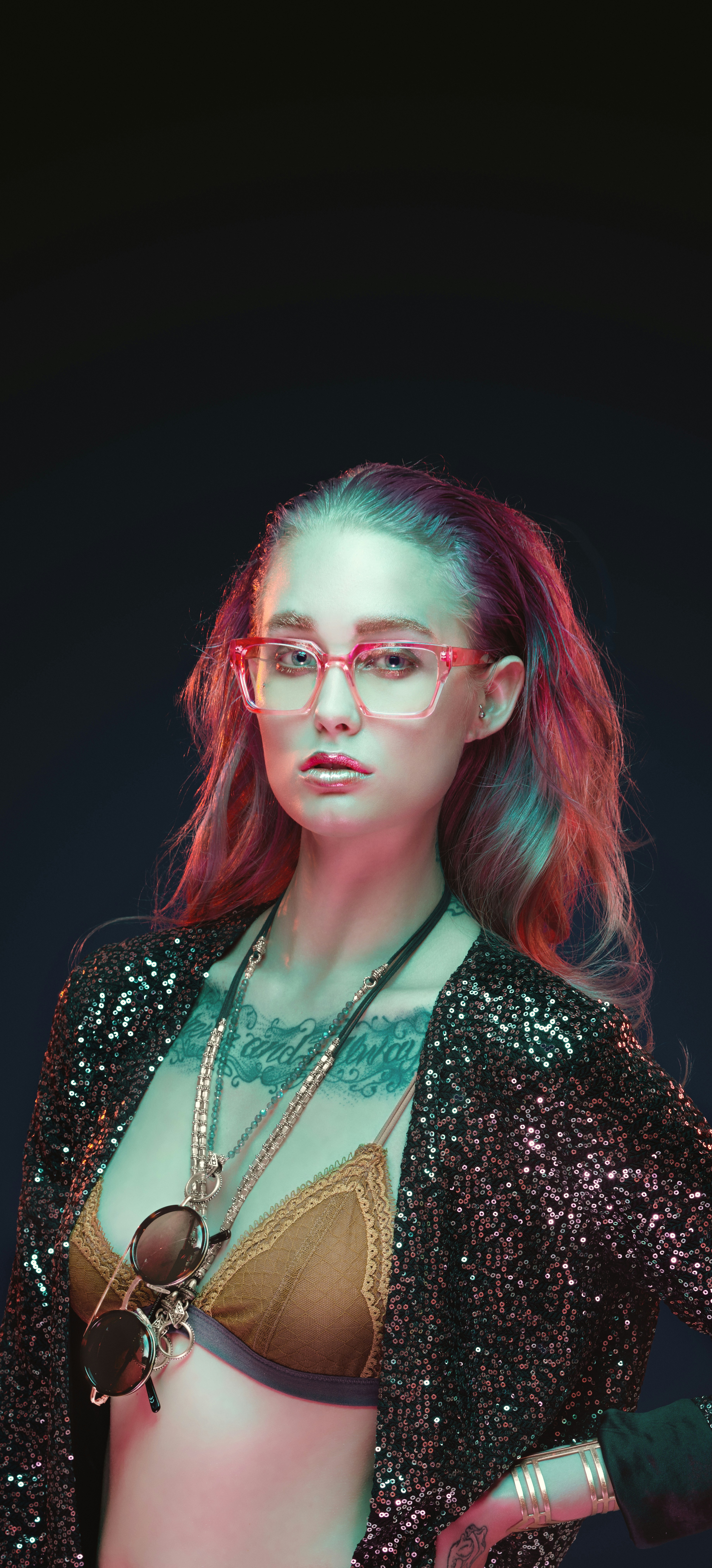 Neon Velvet: A Glimmering Studio Portrait