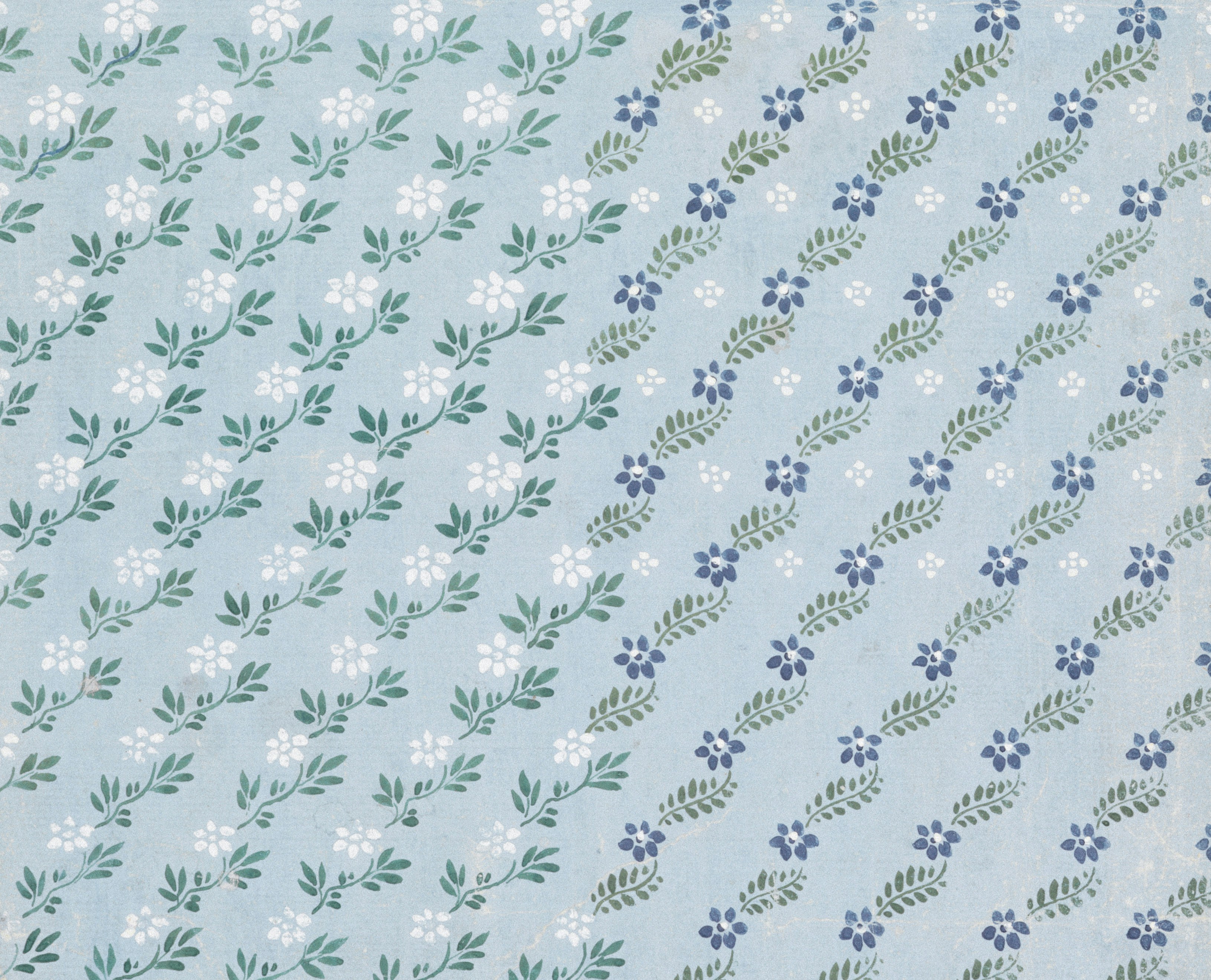 Diagonal Floral Drift: A Soft Damask Pattern Woven in Blues