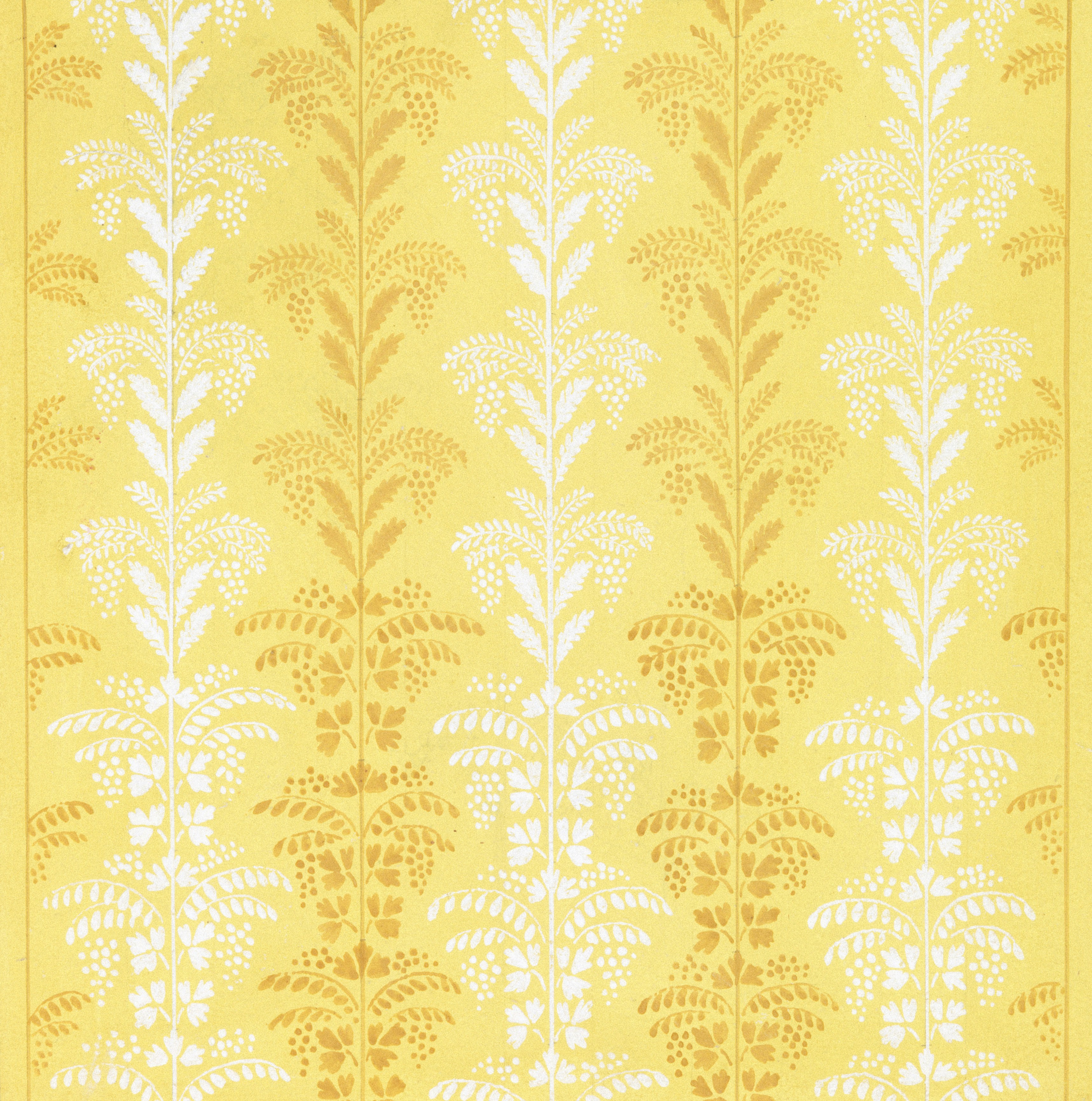 Repetition in Gold: A Wallpaper Field of Fern Motifs