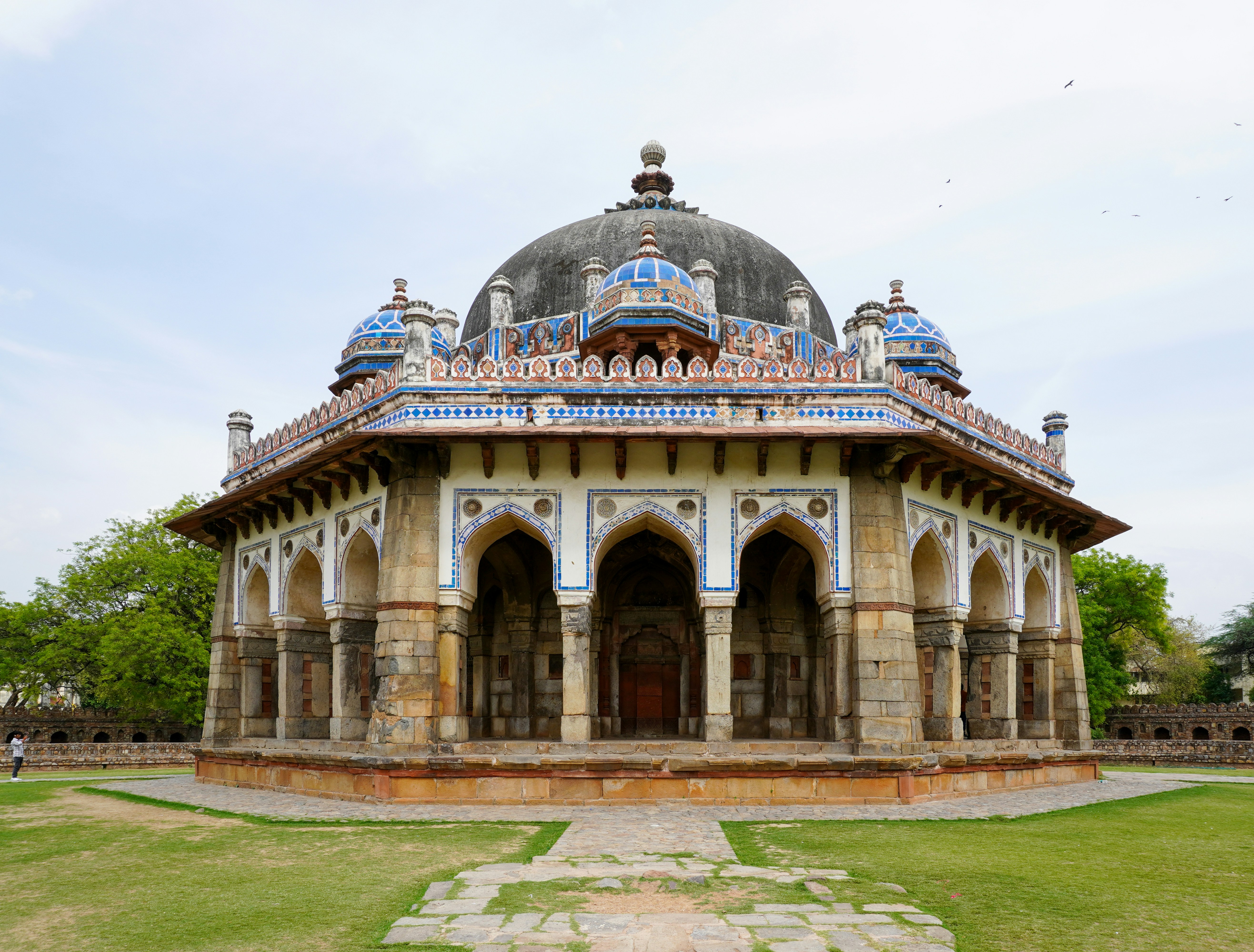 Domed Pavilion of Stone Arches: A Front View of an Indian Heritage Shrine