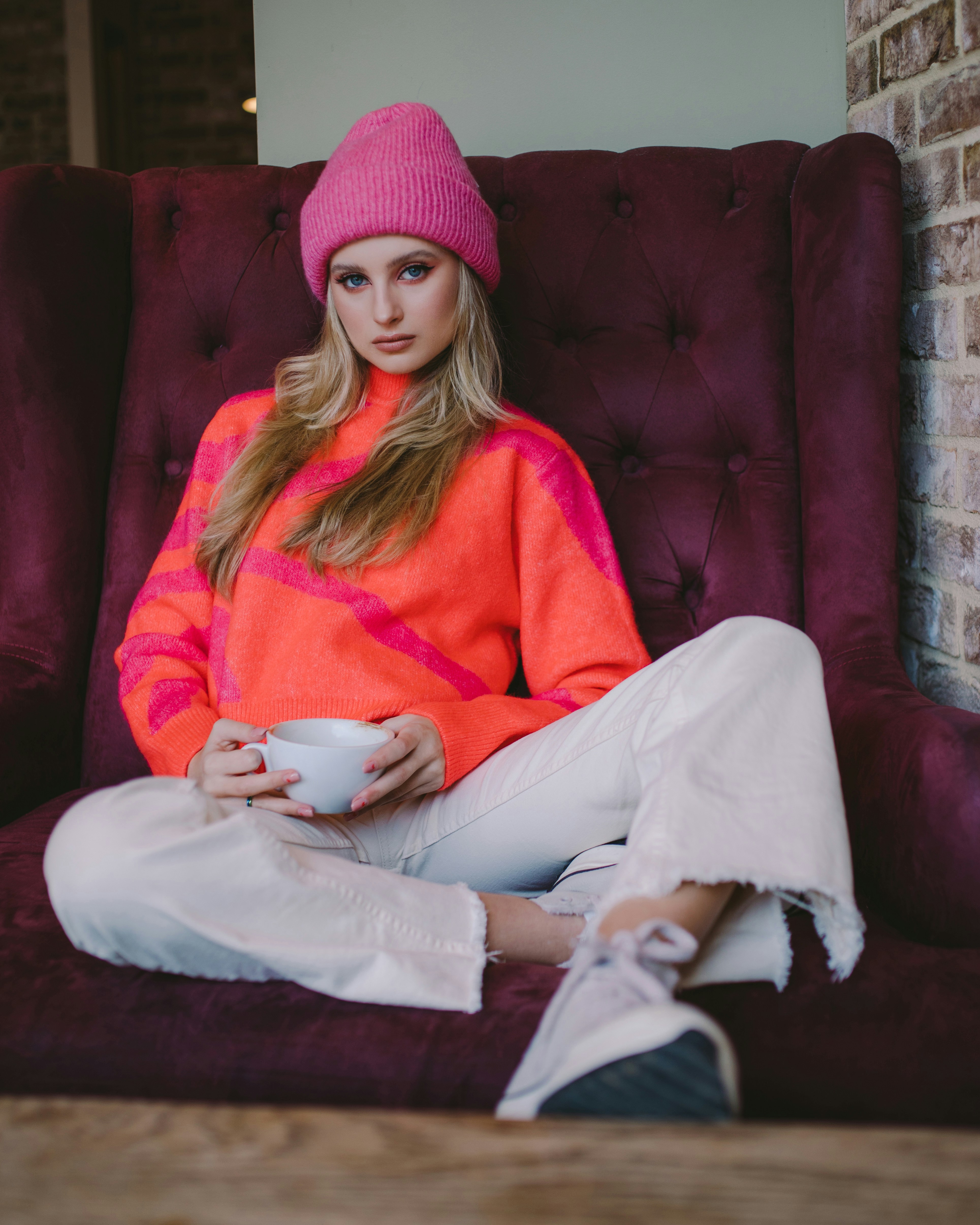 Cobalt Glow: A Cozy Moment on Velvet and Light