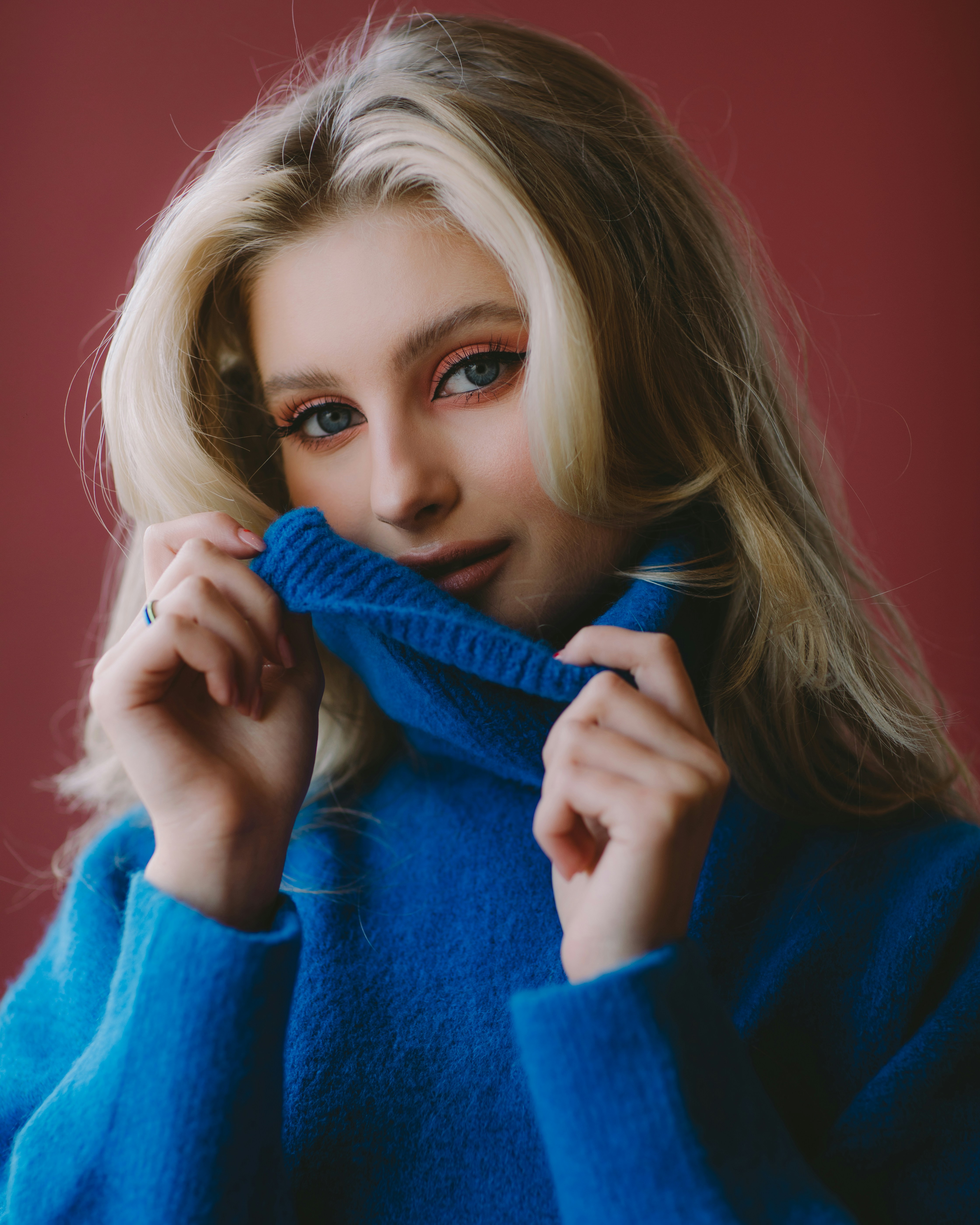 Blue Knit Mystery: a Portrait in Velvet Hues