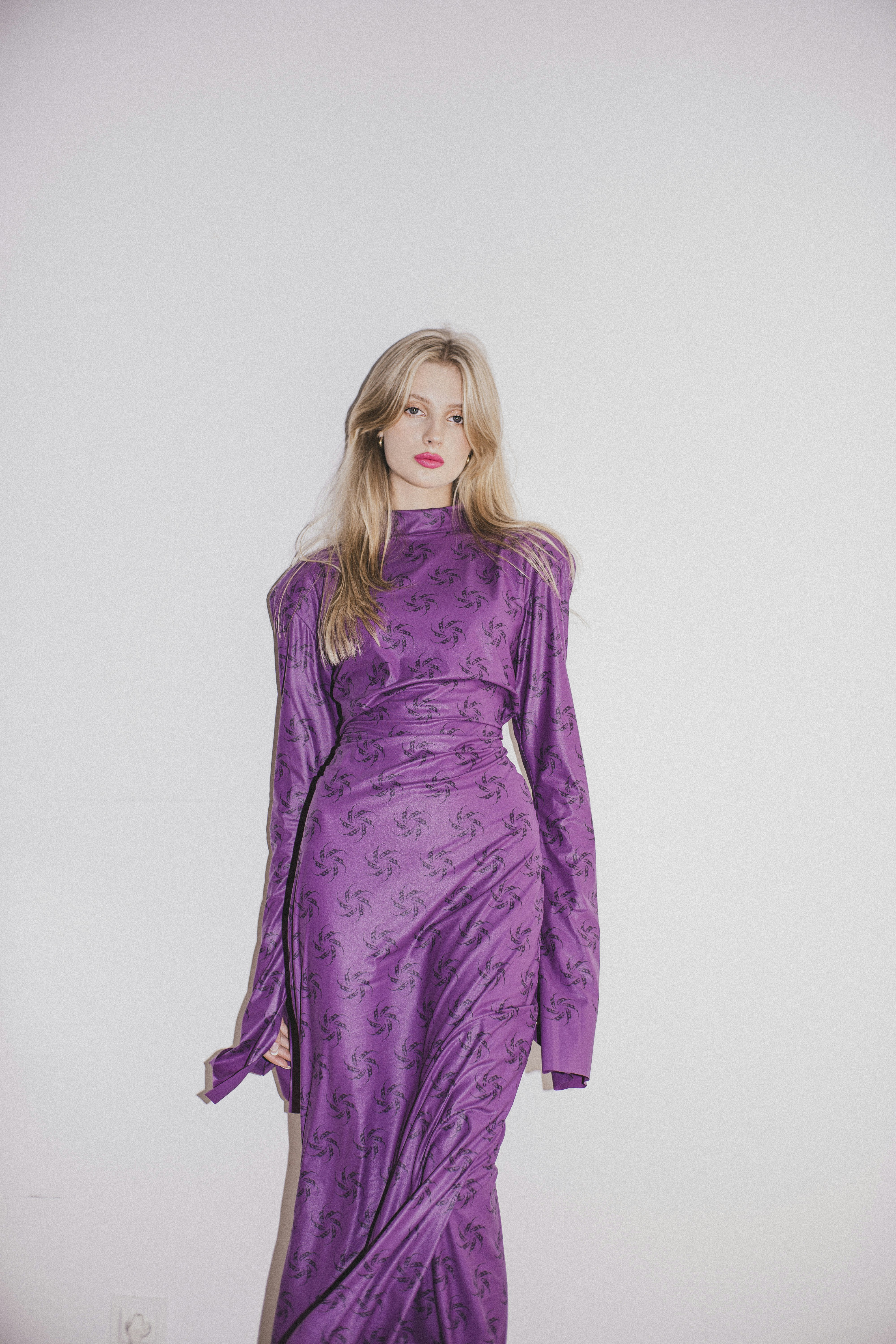 Lilac Silk: Poised Grace in a Velvet Cascade