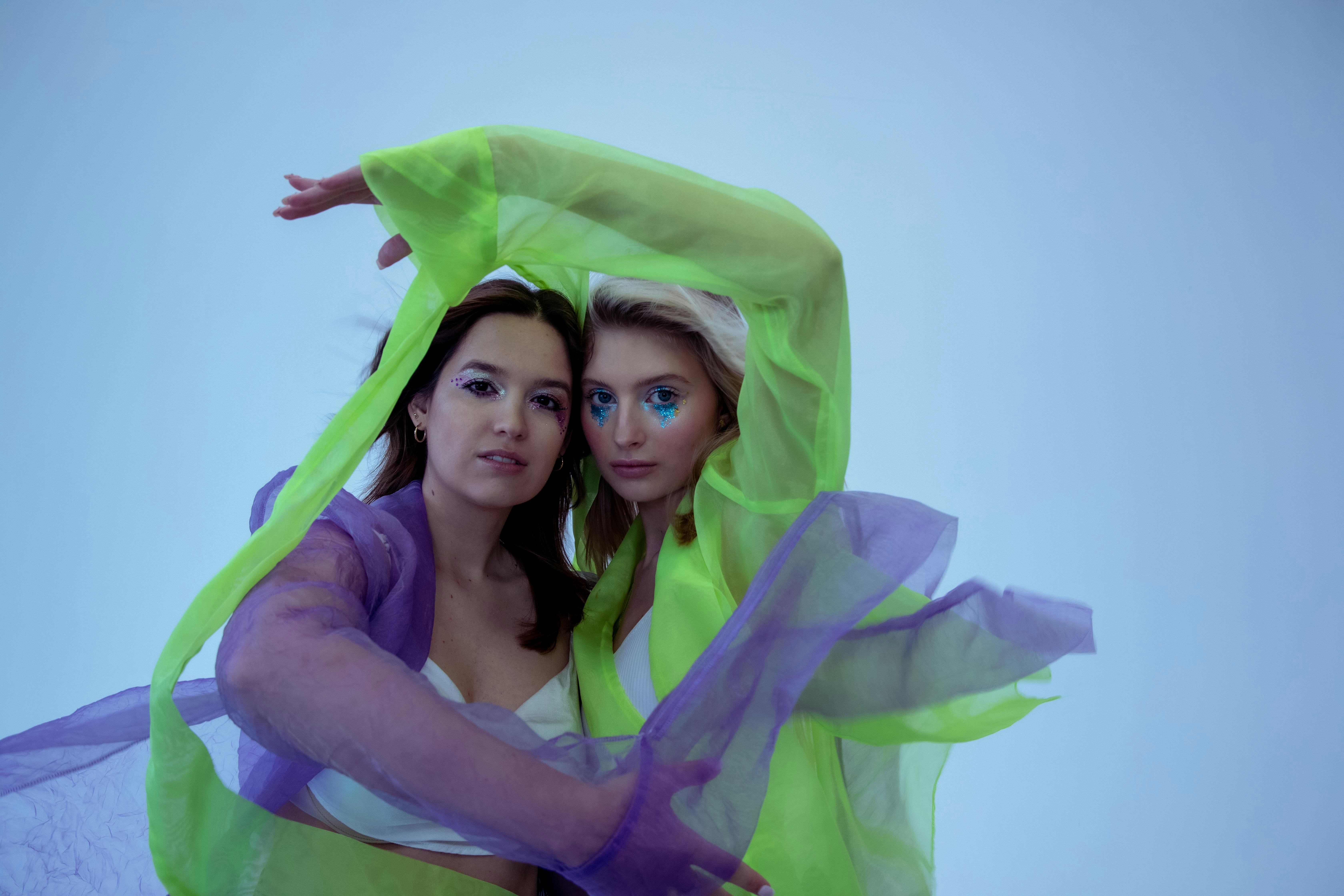 Vivid Veil: Two Faces Behind Neon Drapes