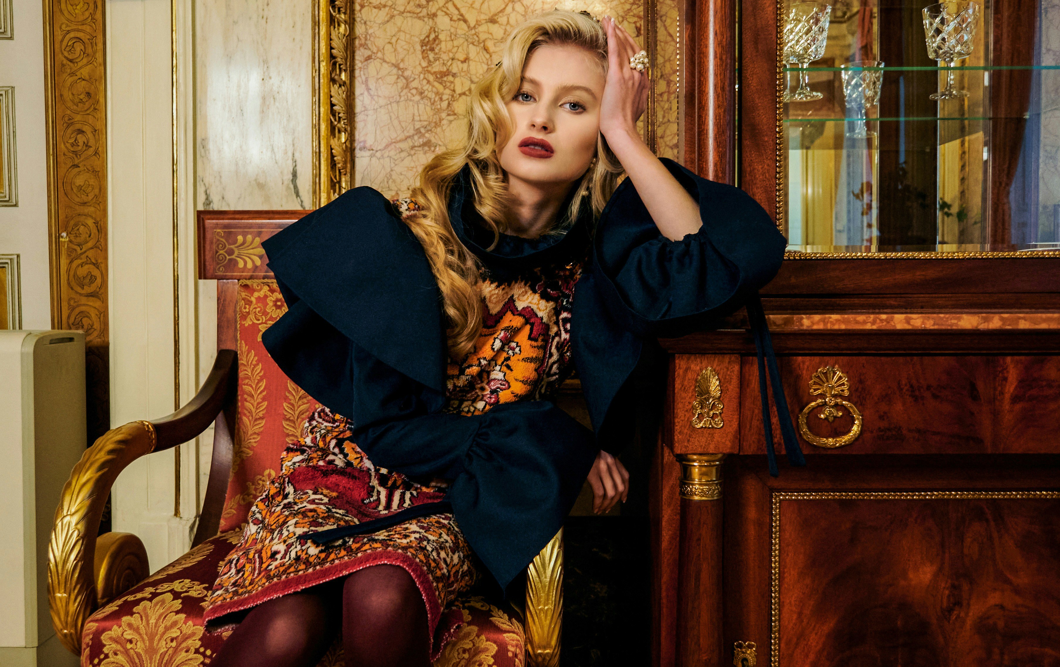 Regal Portrait on Velvet: A Fashionable Moment in An Aristocratic Room