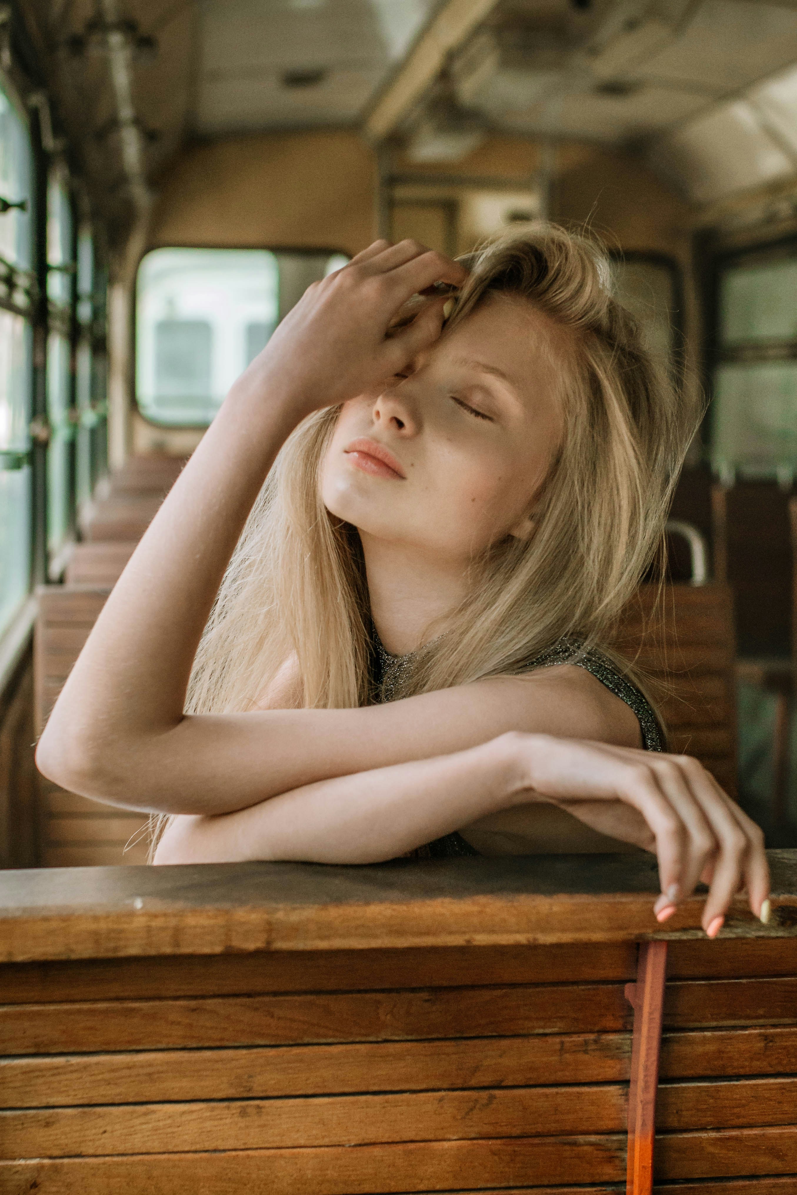 Soft Focus in a Quiet Bus: A Gentle Moment of Relief