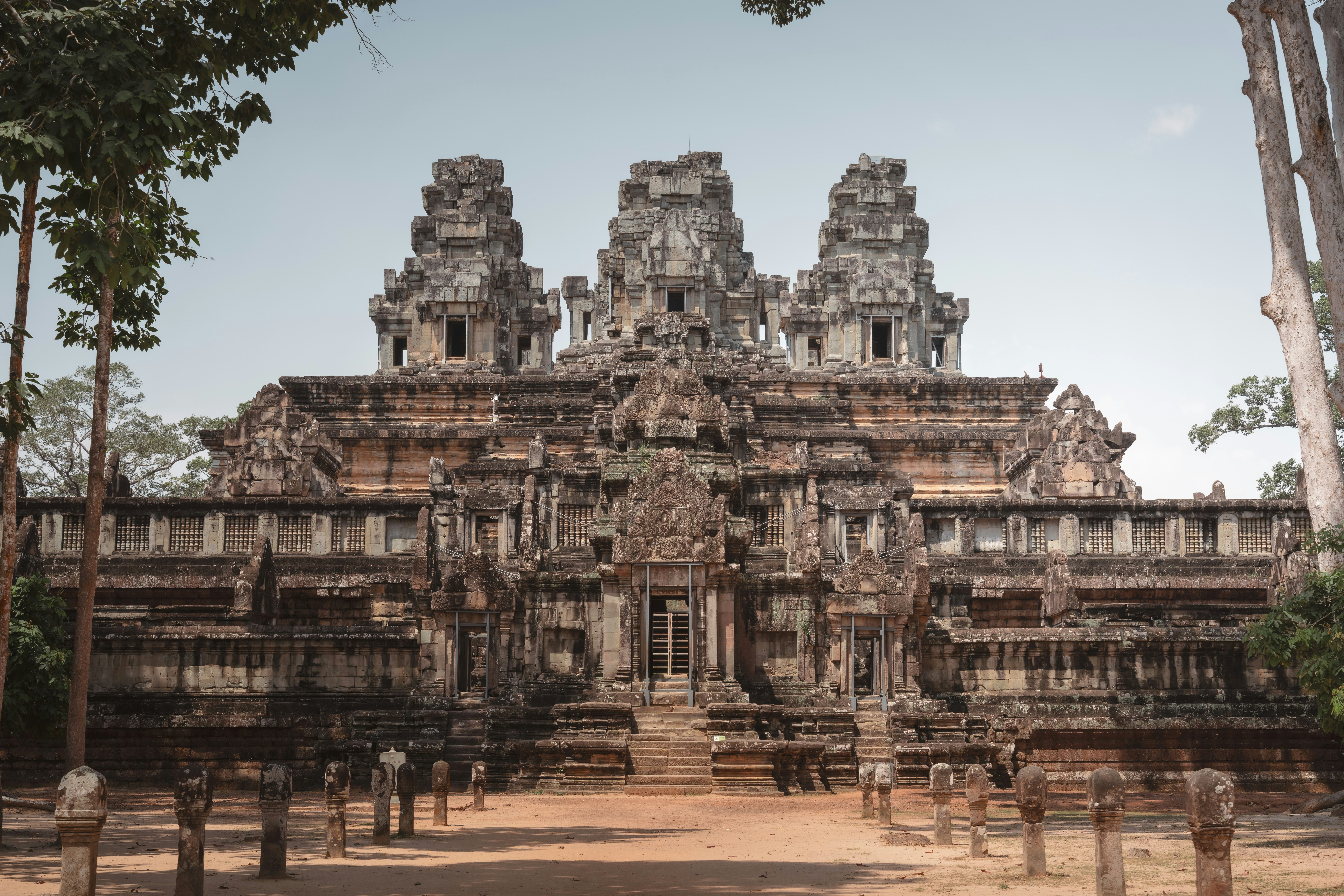 Sunlit Angkor: Staircase to the Stone Gatekeepers