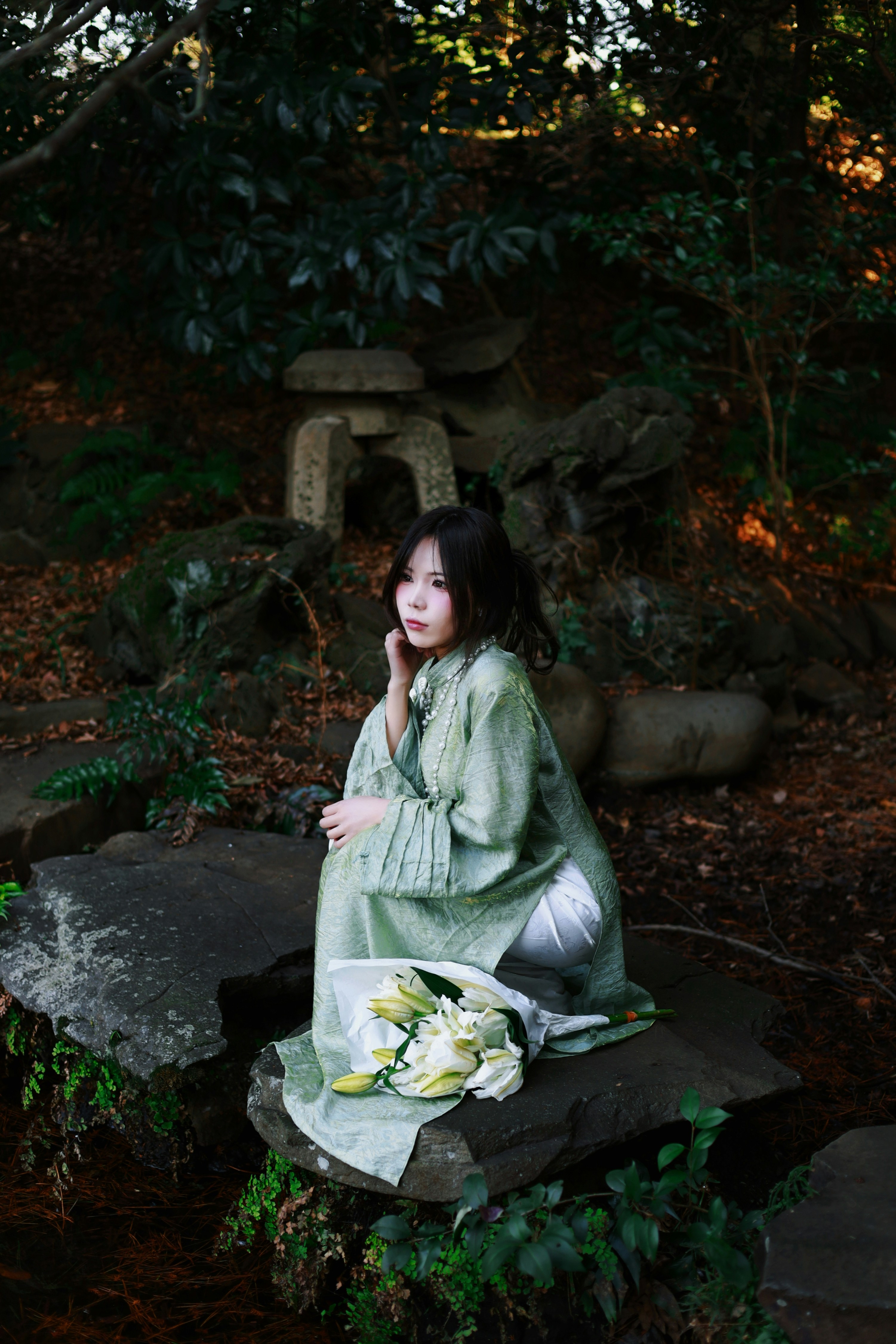 In Quiet Reverie Amid Stones and Ferns