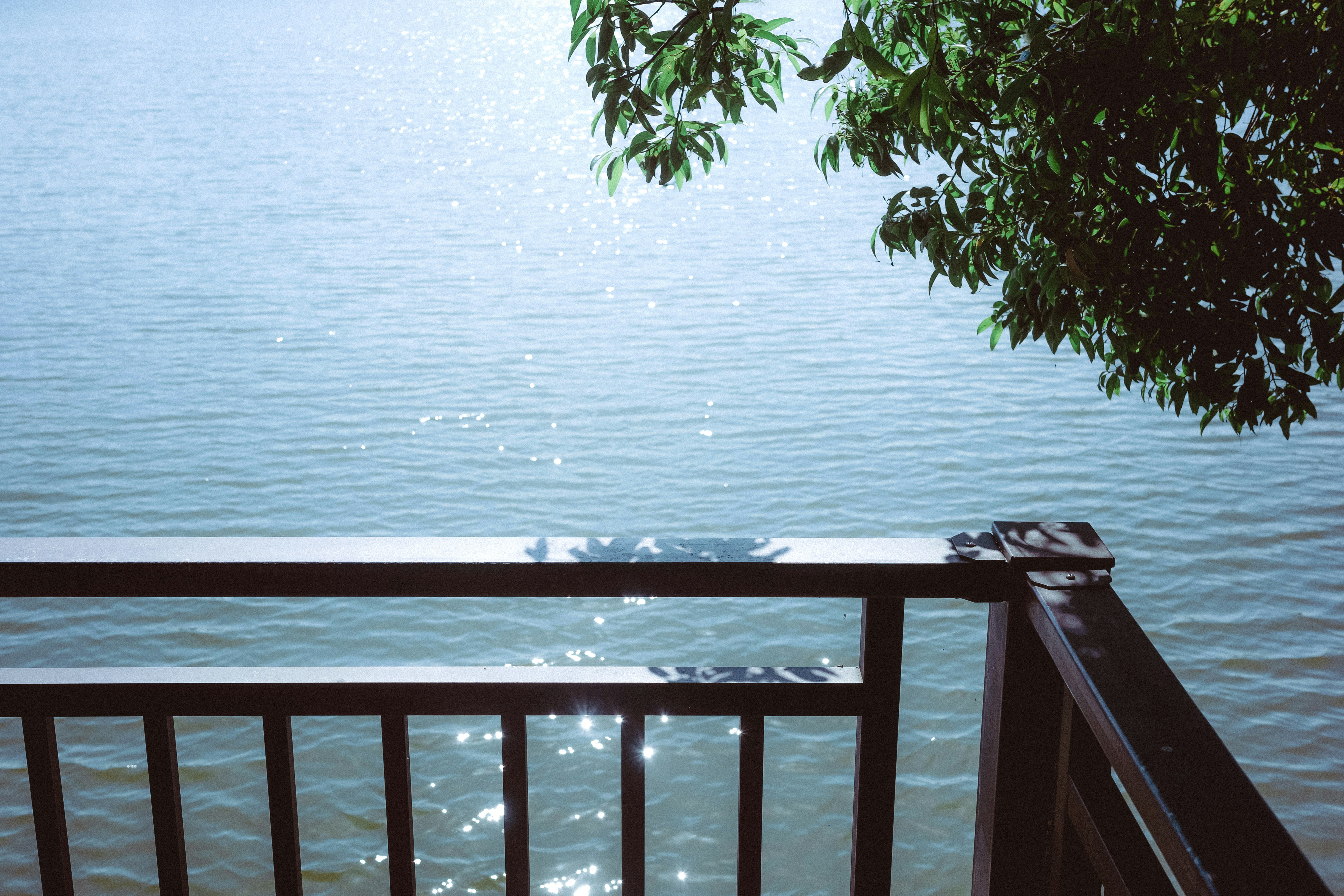 Sunlit Water Beyond the Balcony