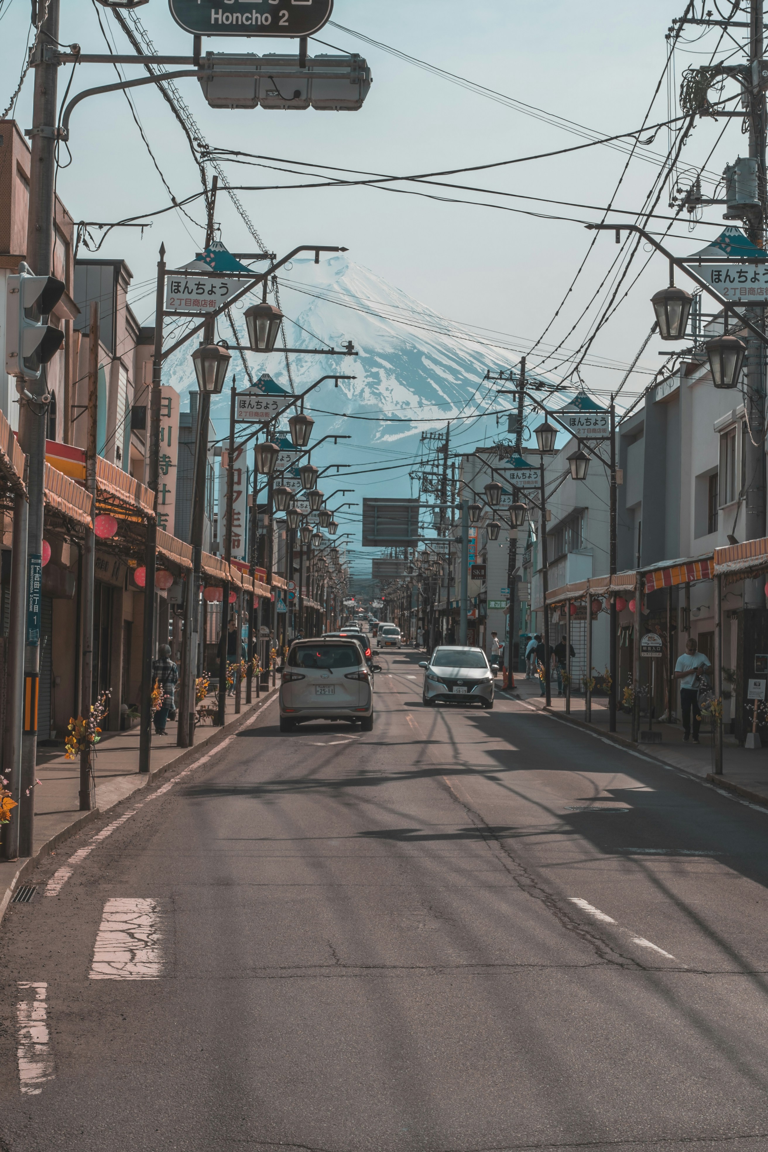 Street toward Mount Fuji: Quiet Corridor Between Shops