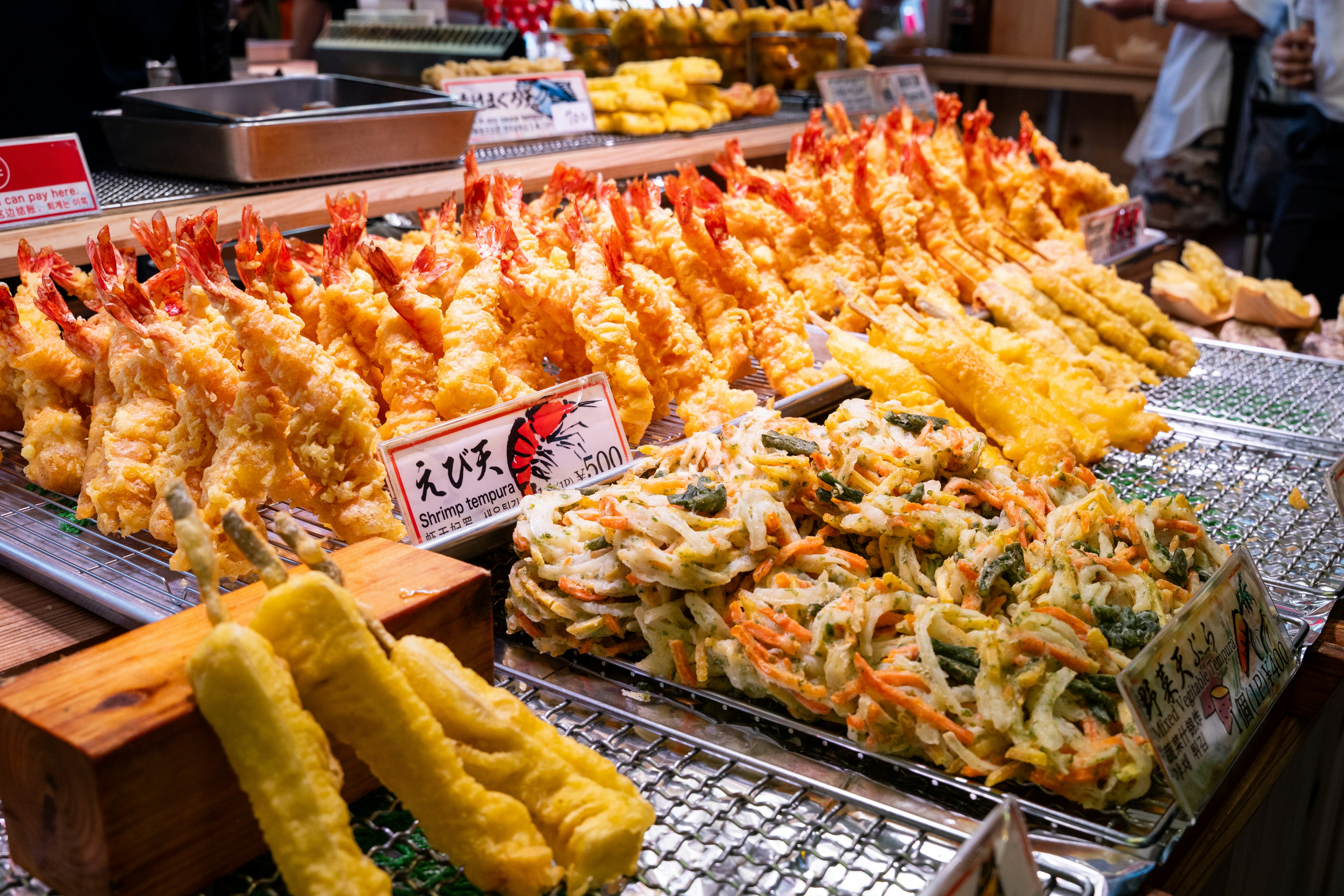 Shrimp Tempura Tower at a Japanese Street-Food Market