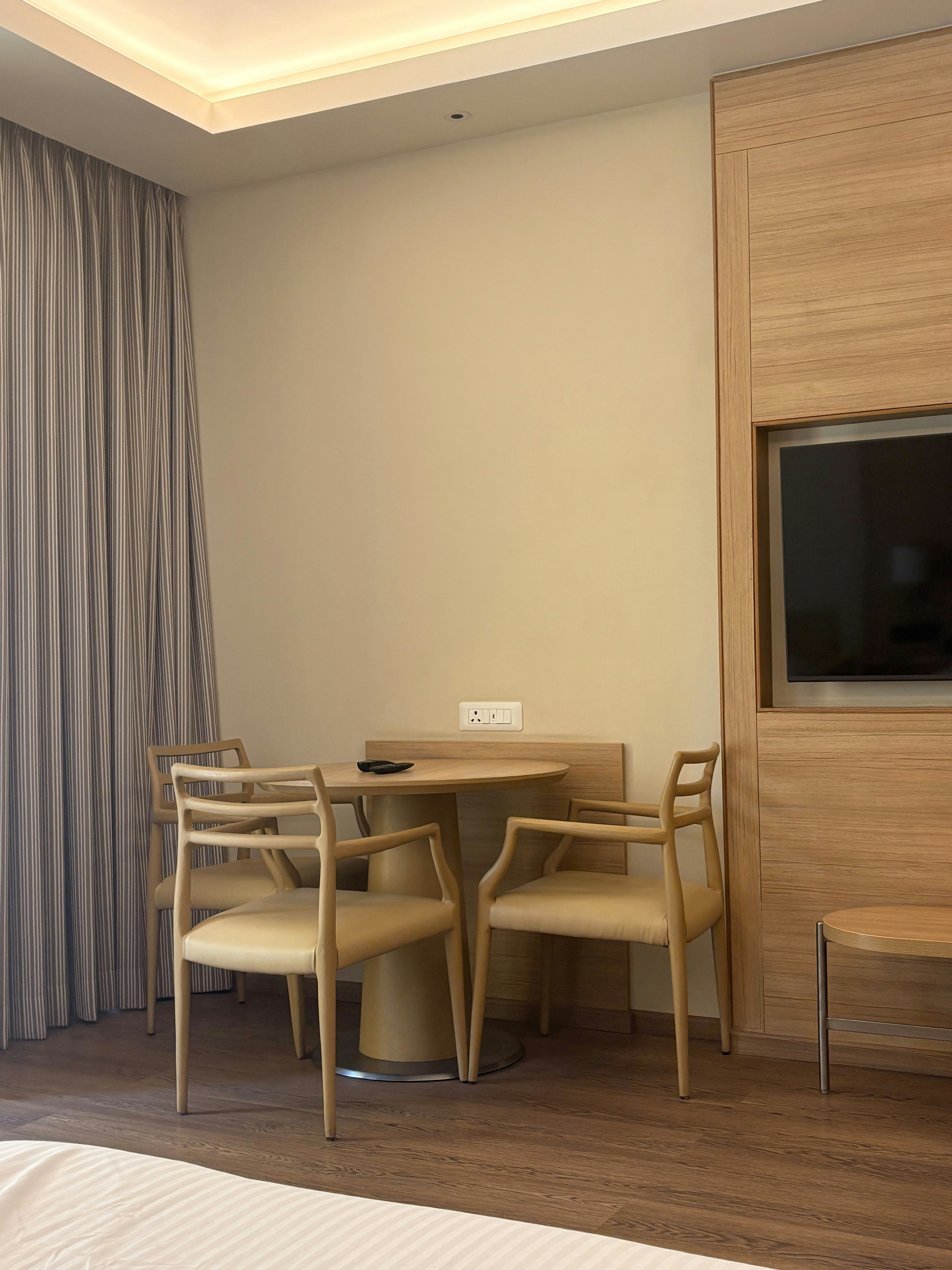 Minimal Table for Two in Warm Hotel Suite