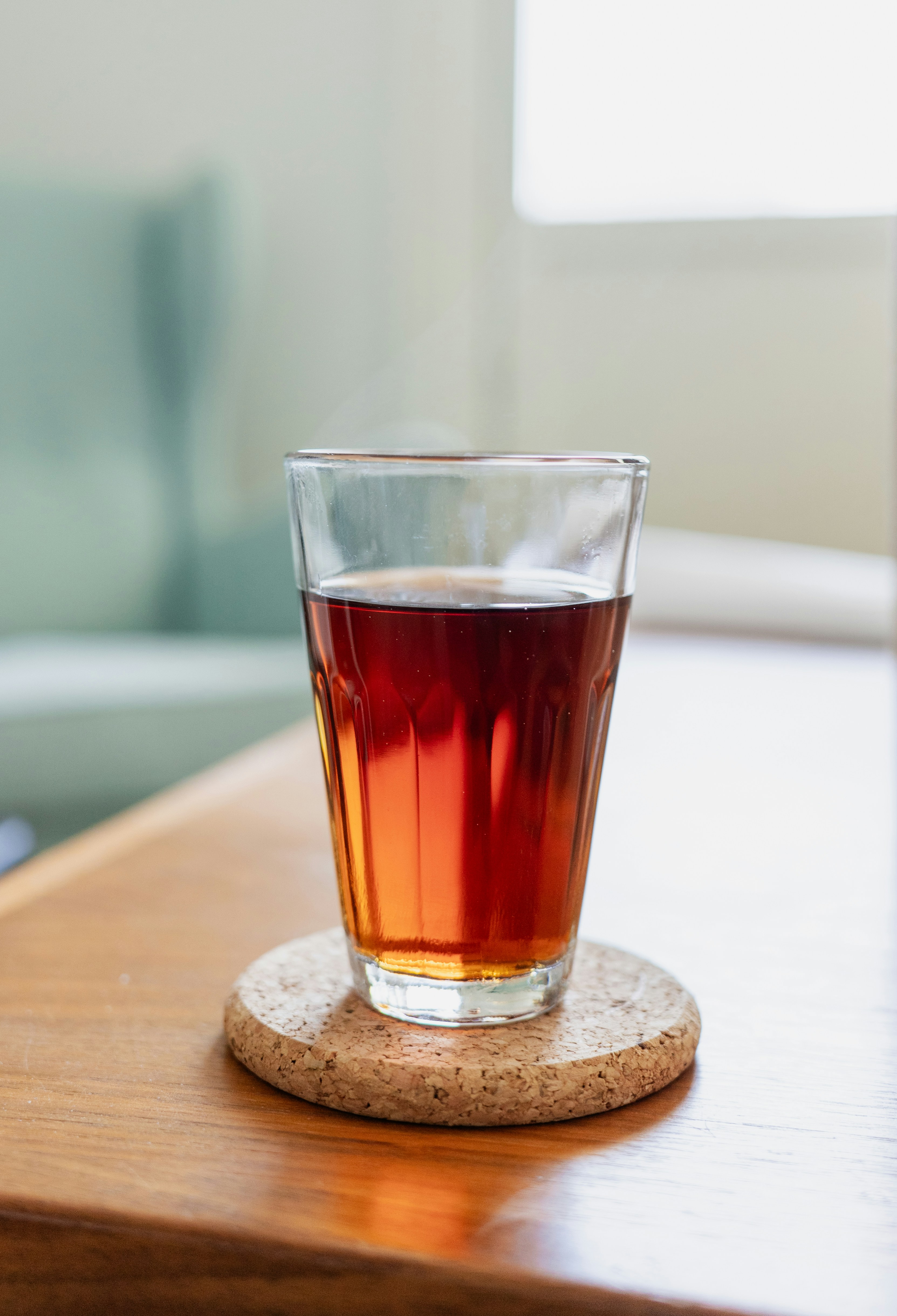 Amber Glass on a Wooden Stage