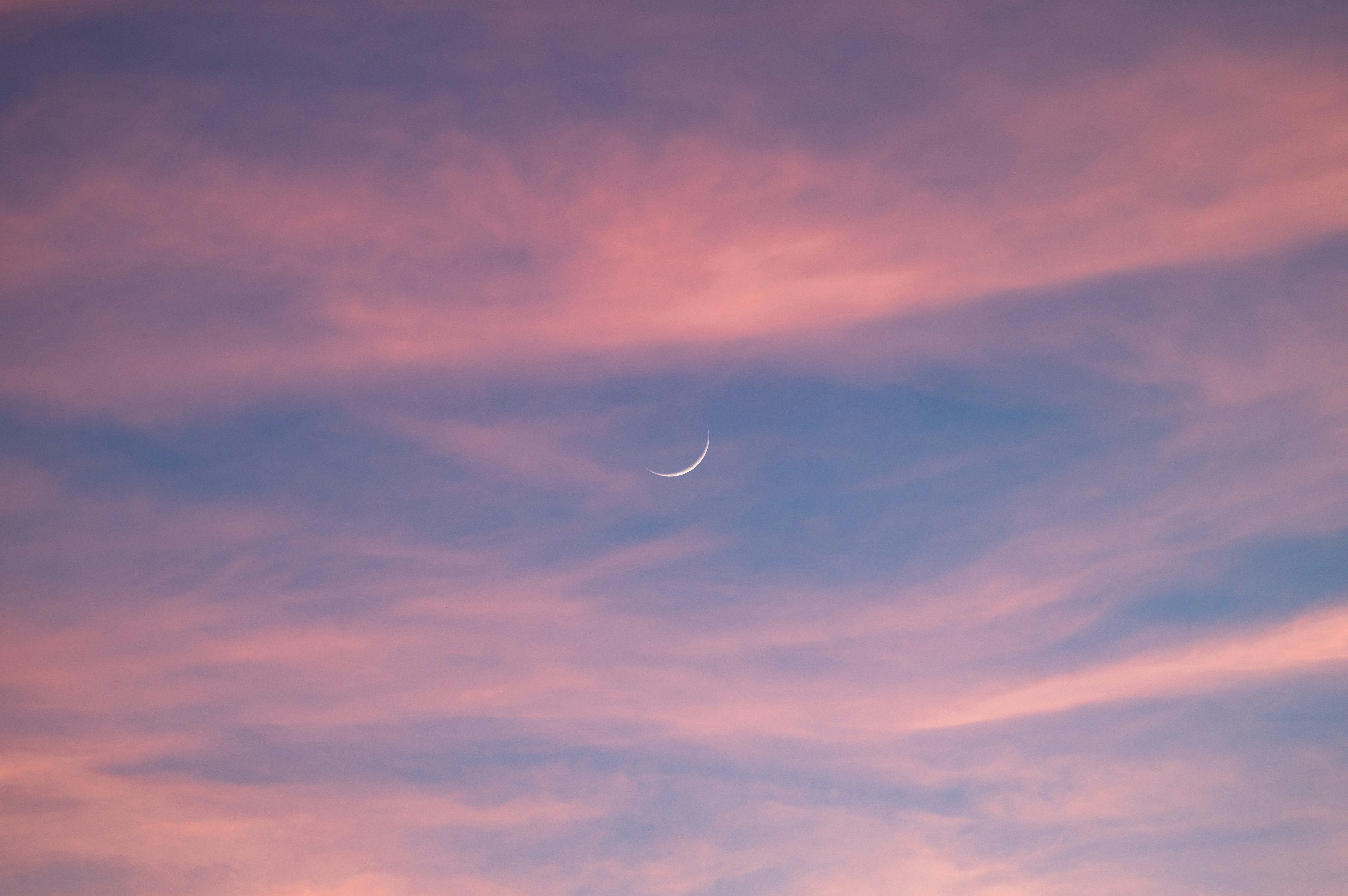 Dawn Crescent in Quiet Sky