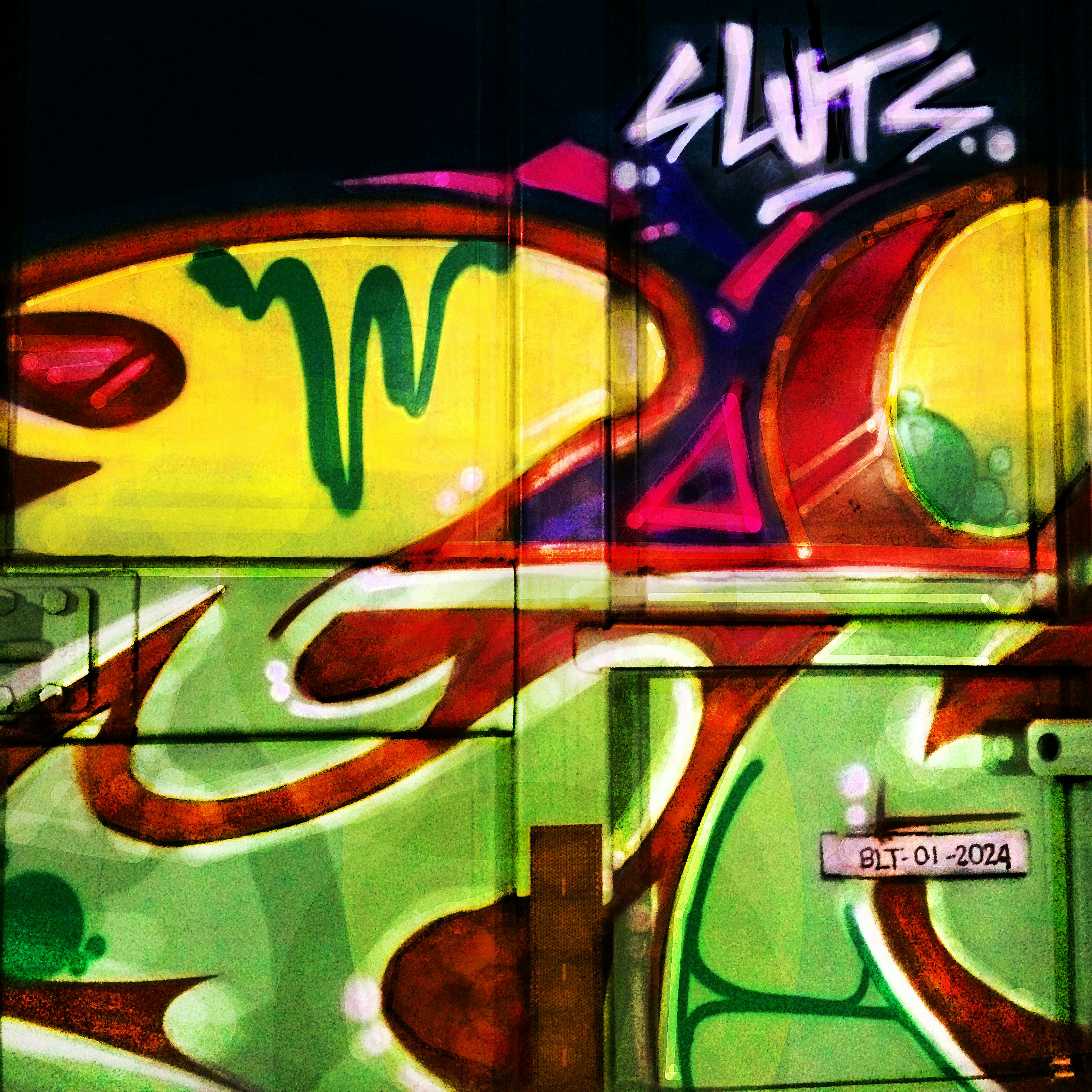 Chromatic Chaos: Graffiti Neon on a City Wall