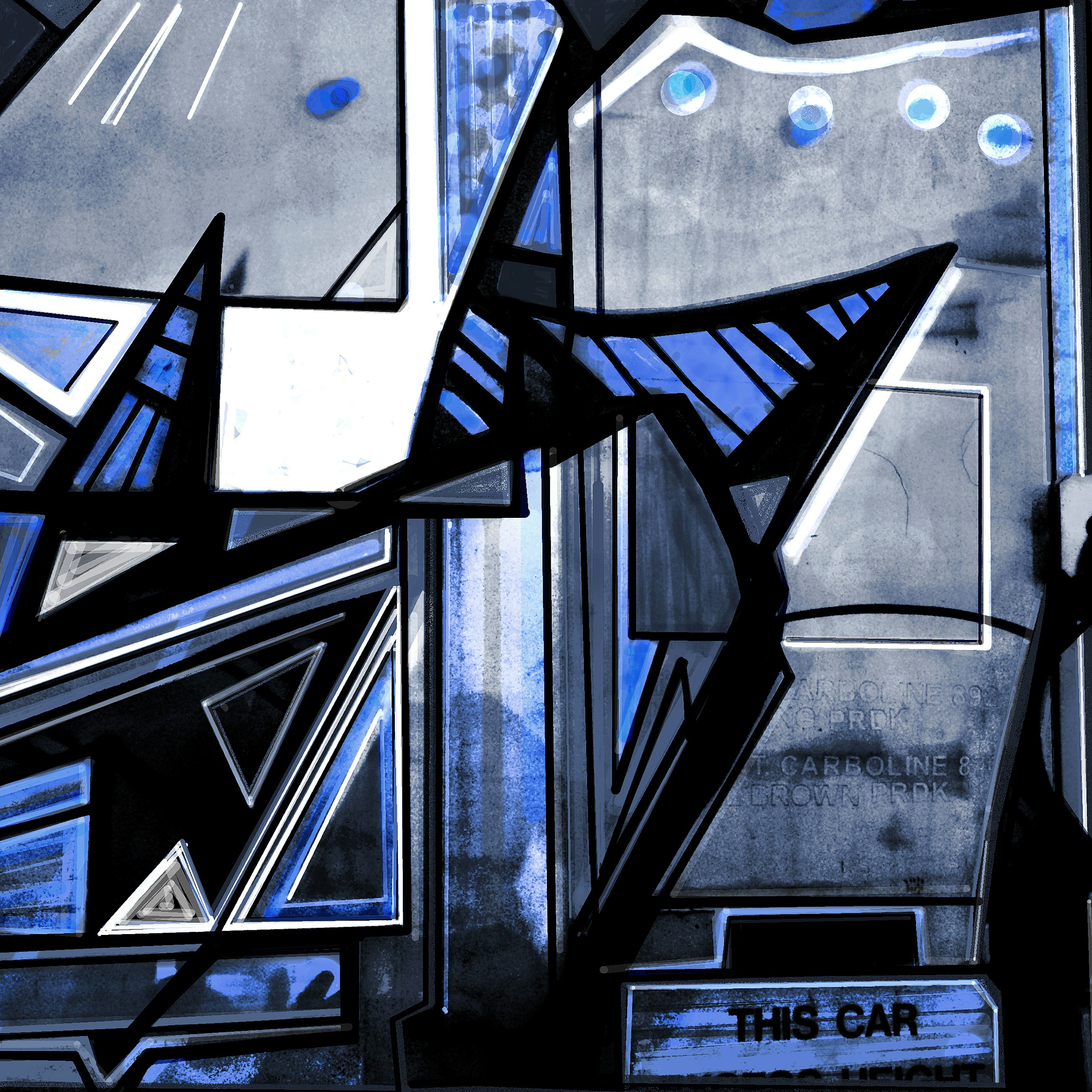 Angular Blue: Geometric Graffiti Convergence