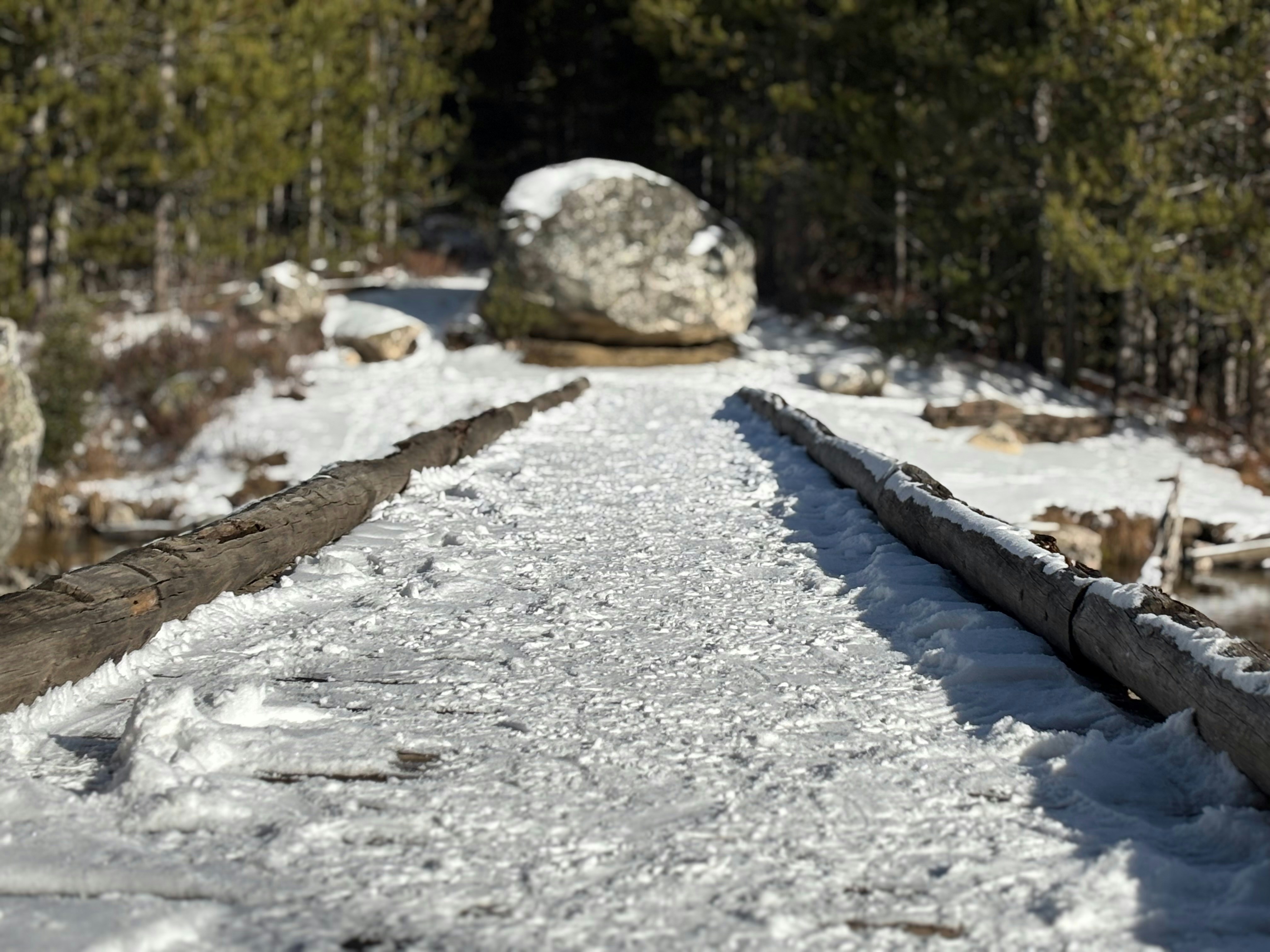 Snow‑Aired Pathway Under a Boulder Gate