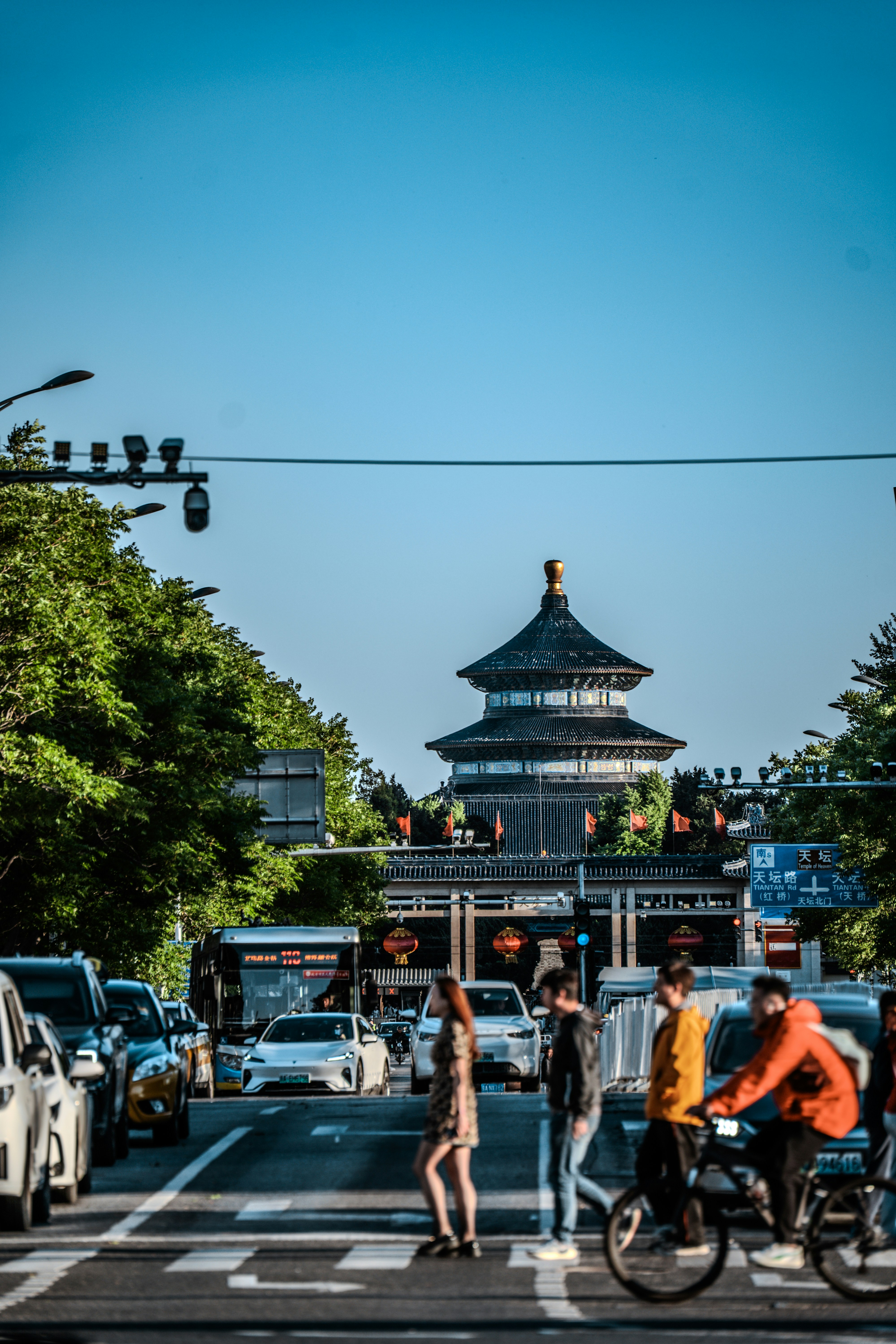 Temple in the Crossroads: A Busy Street Framing a Historic Gateway