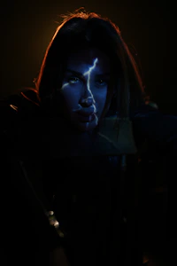 Lightning Veil: A Portrait Shrouded in Neon Night