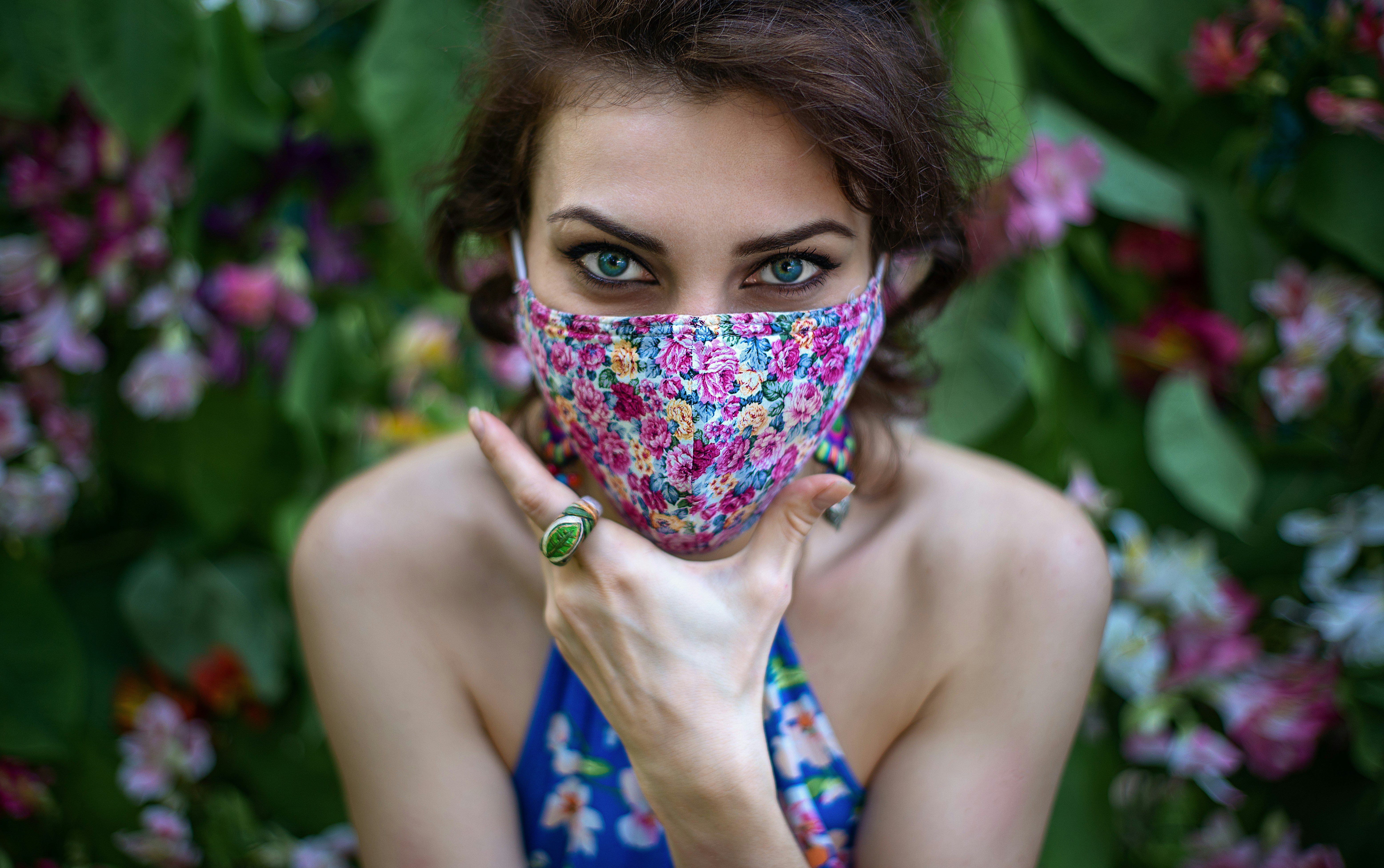 Floral Masked Muse: Portrait Through a Garden of Color