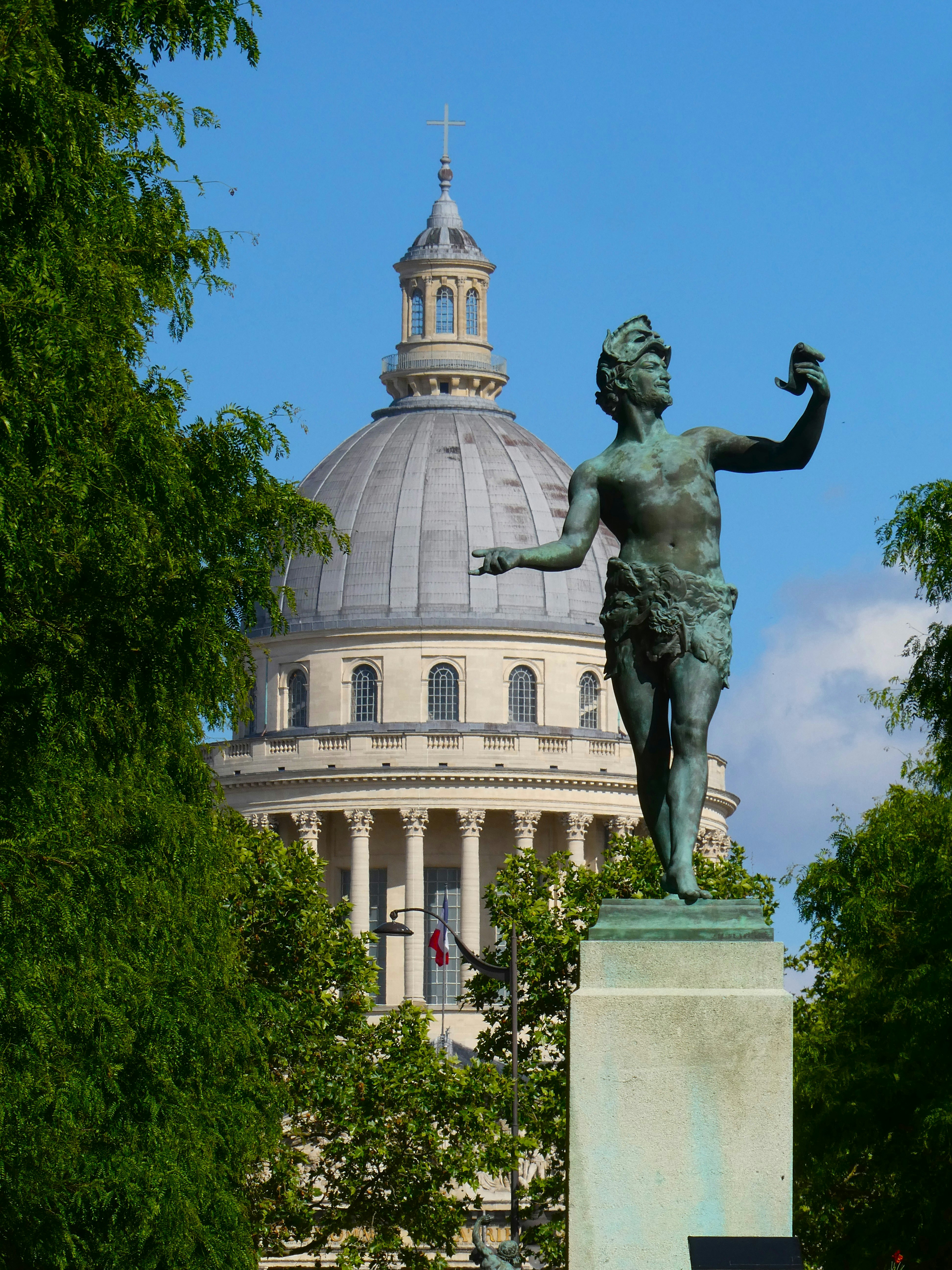 Brass Pose in the Shadow of a Neoclassical Dome