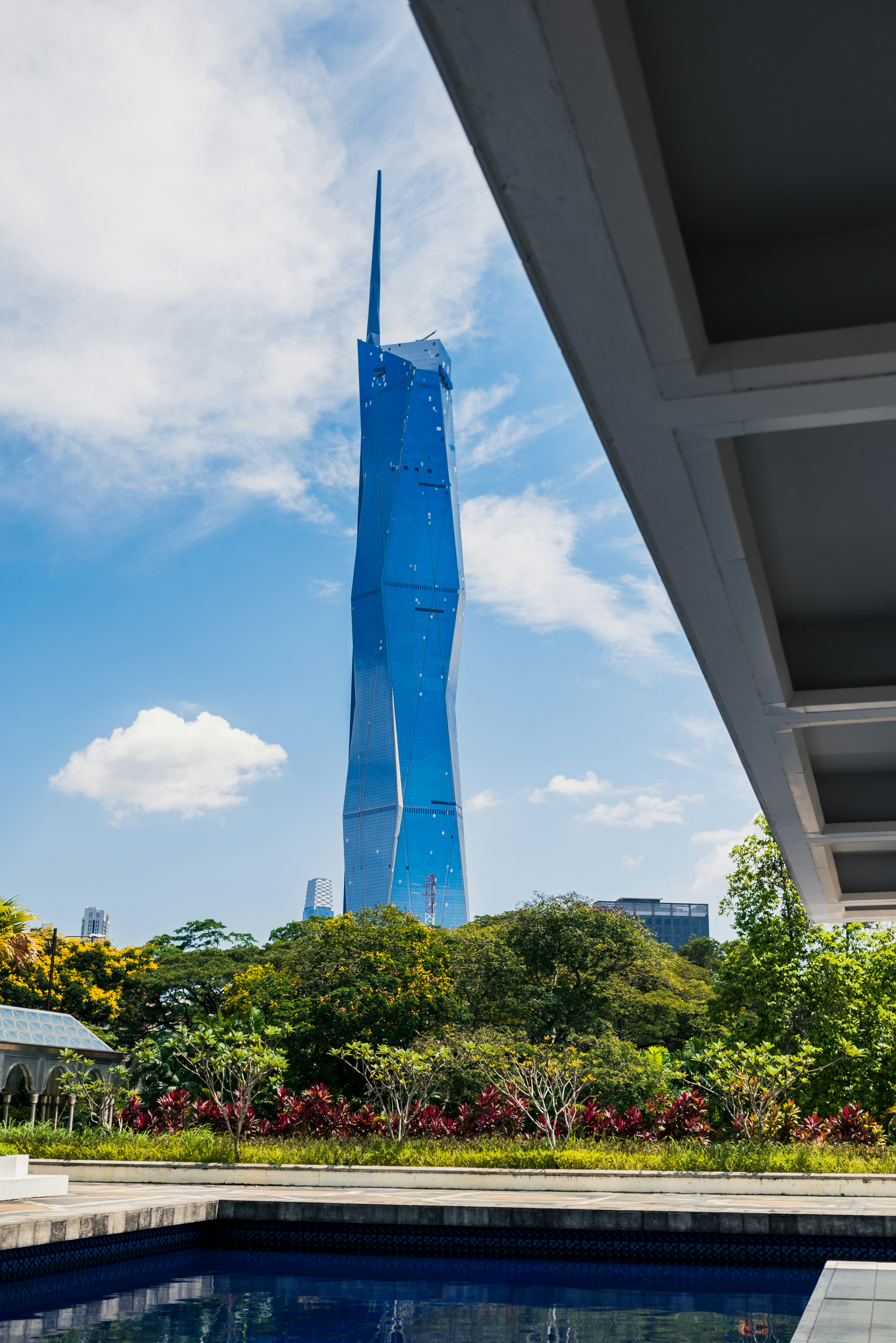 Blue Needle Overlooking a Tranquil Terrace