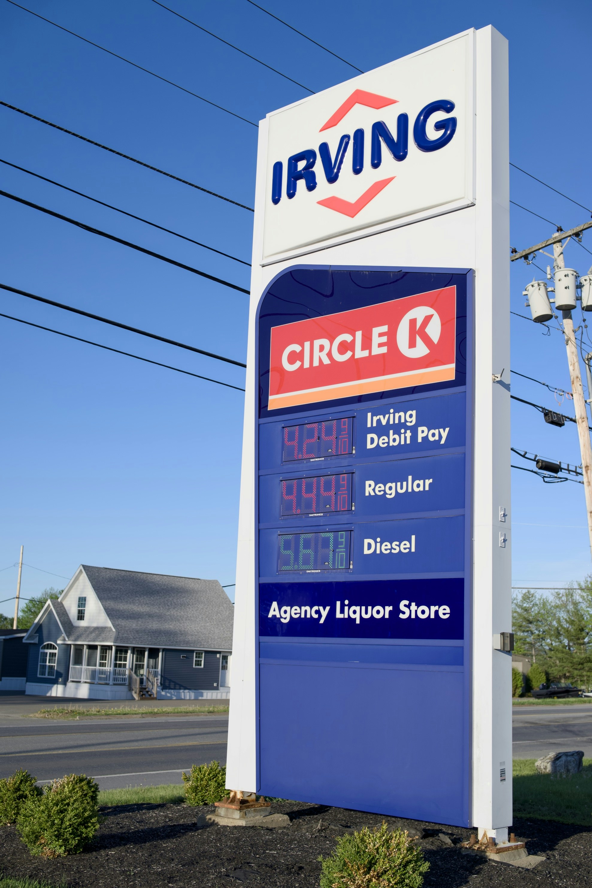 $4.44 gas and $5.67 diesel at an Irving gas station in Holden, Maine, USA. May 21, 2026.