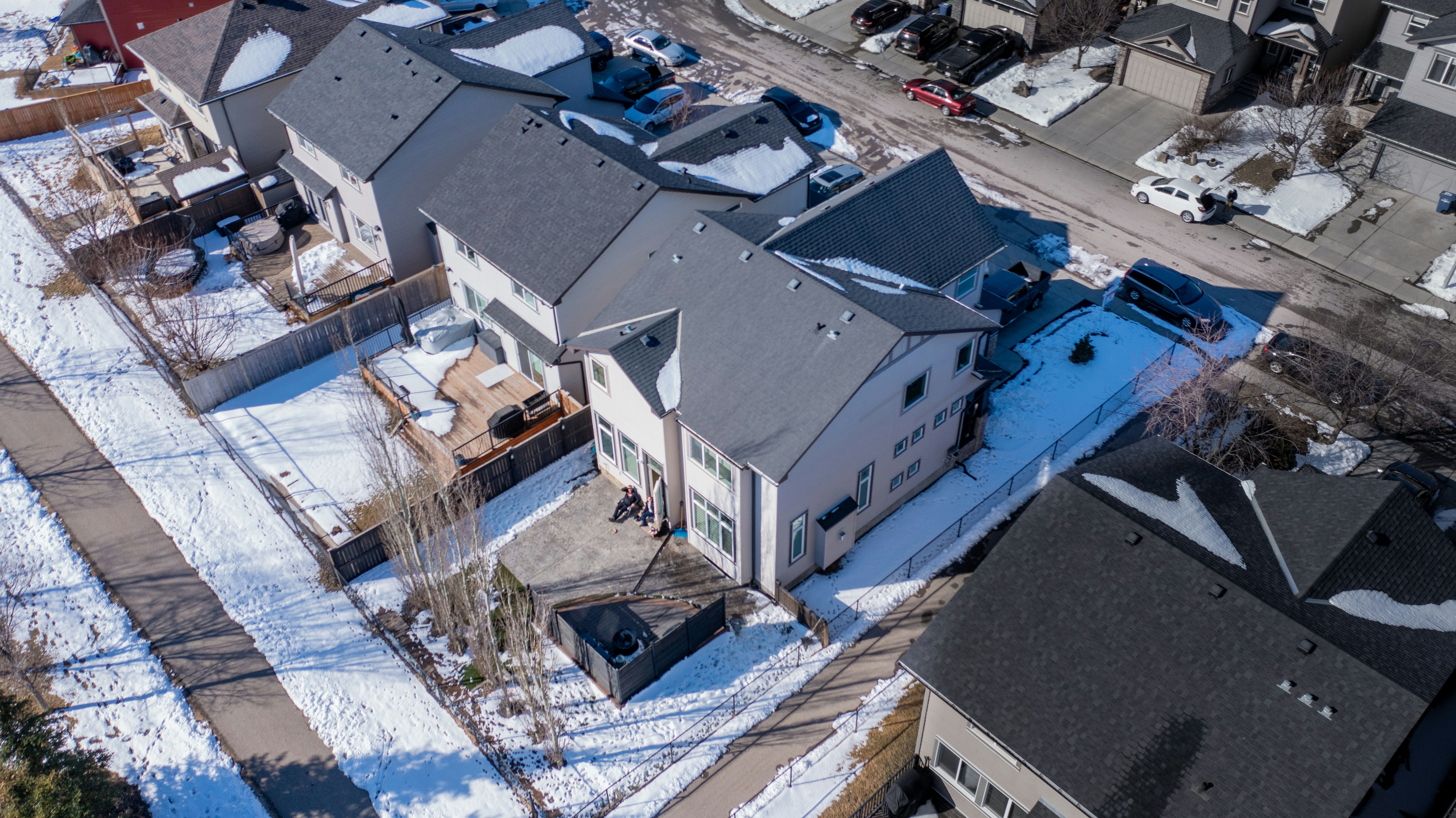 Snowbound Row: A Quiet Suburban Street Under Winter Light