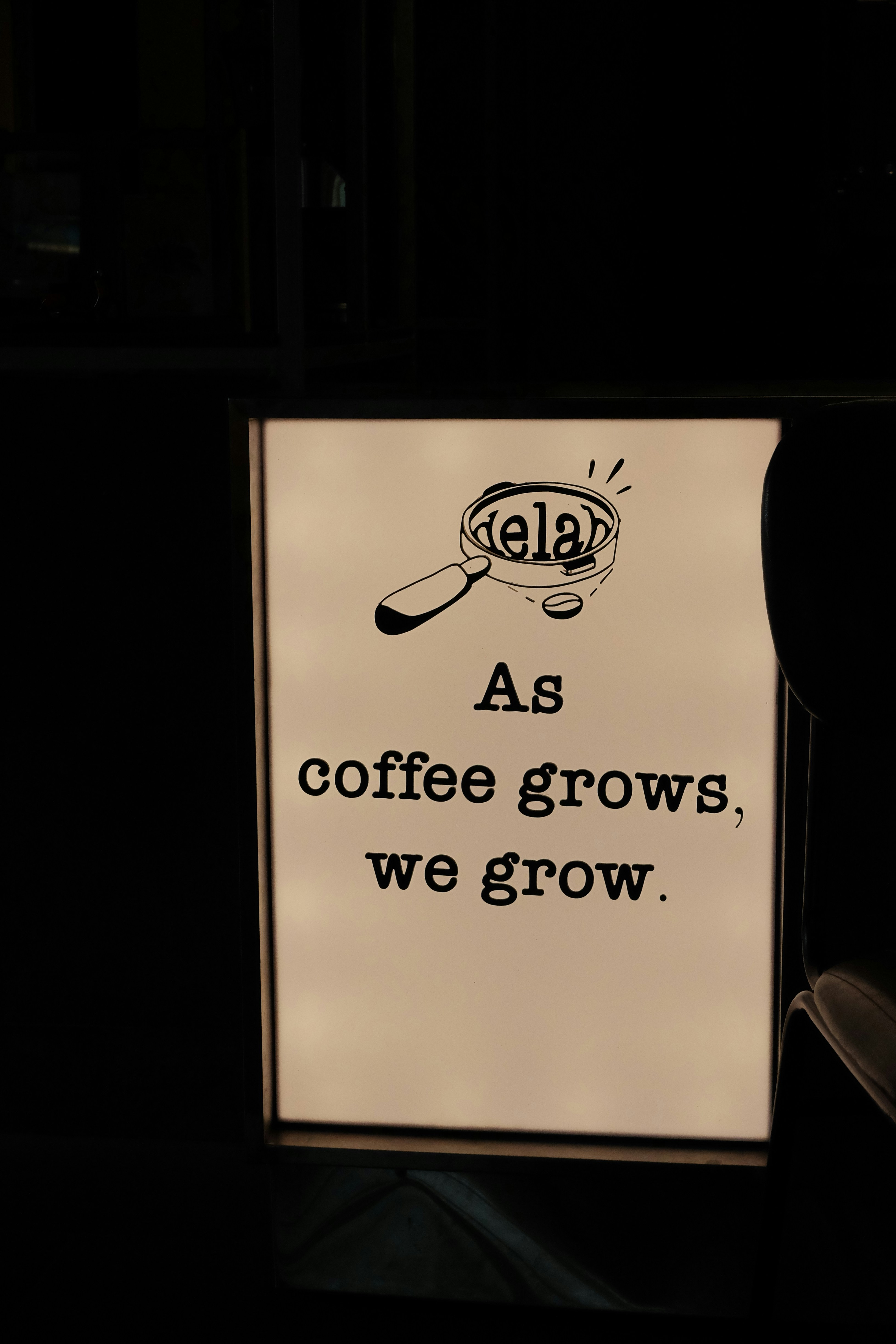 Illuminated Coffee Sign: As Coffee Grows, We Grow