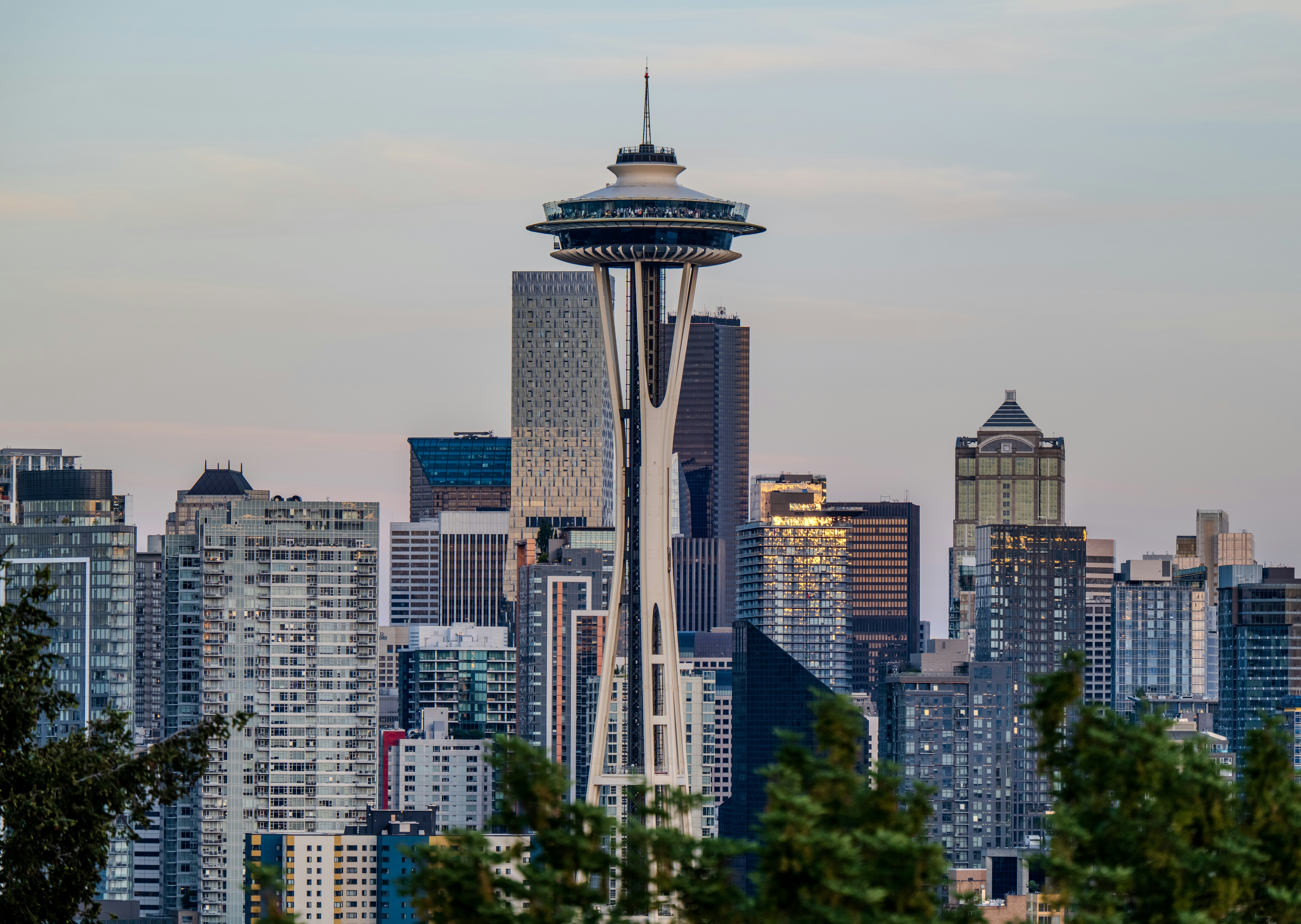 Seattle Skyline: The Needle Pierces the Sunset
