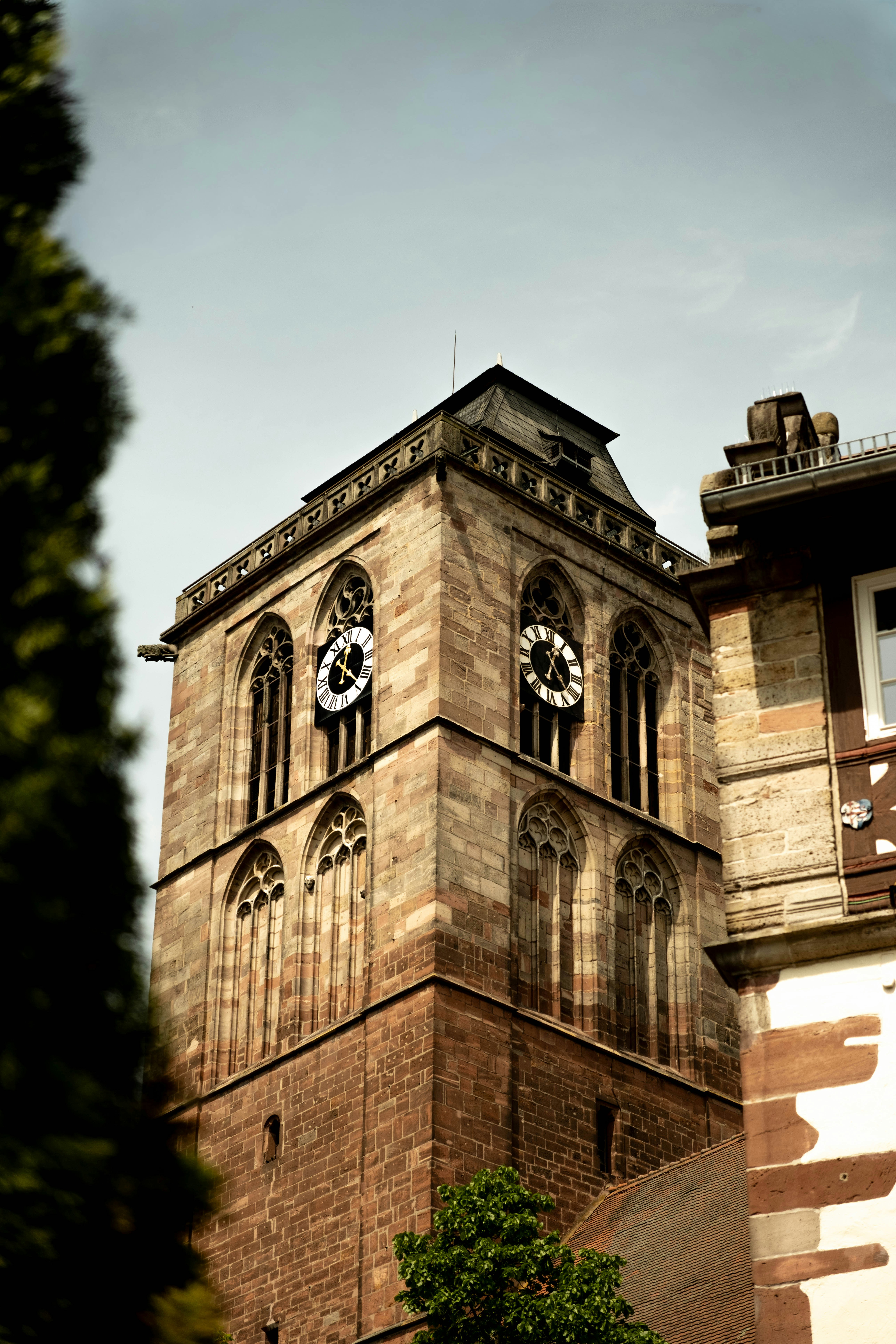 Clocktower Sentinel: Medieval Brick and Rooftop Gables