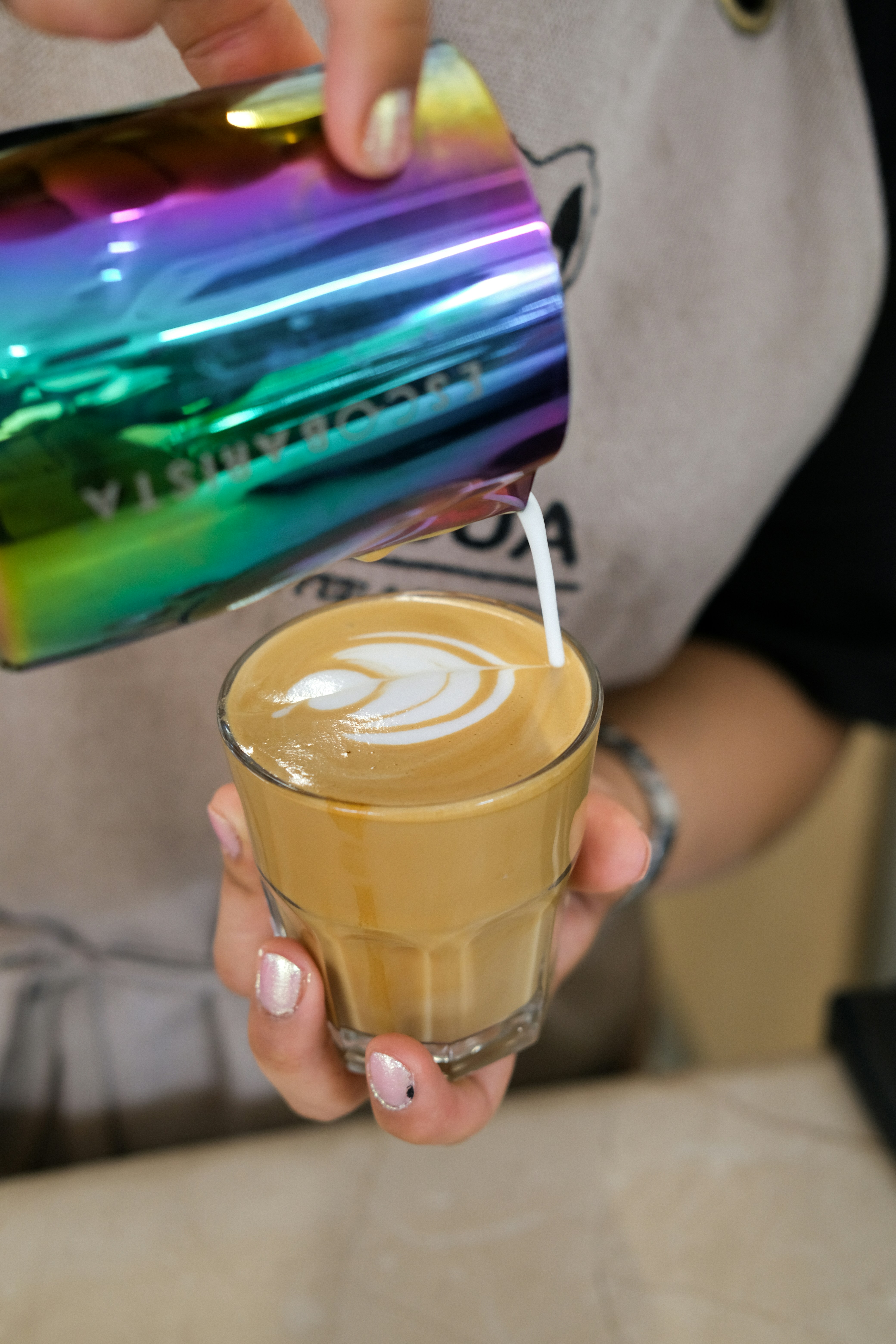 Rainbow Canis Latte: A Colorful Pour Over Creamy Foam