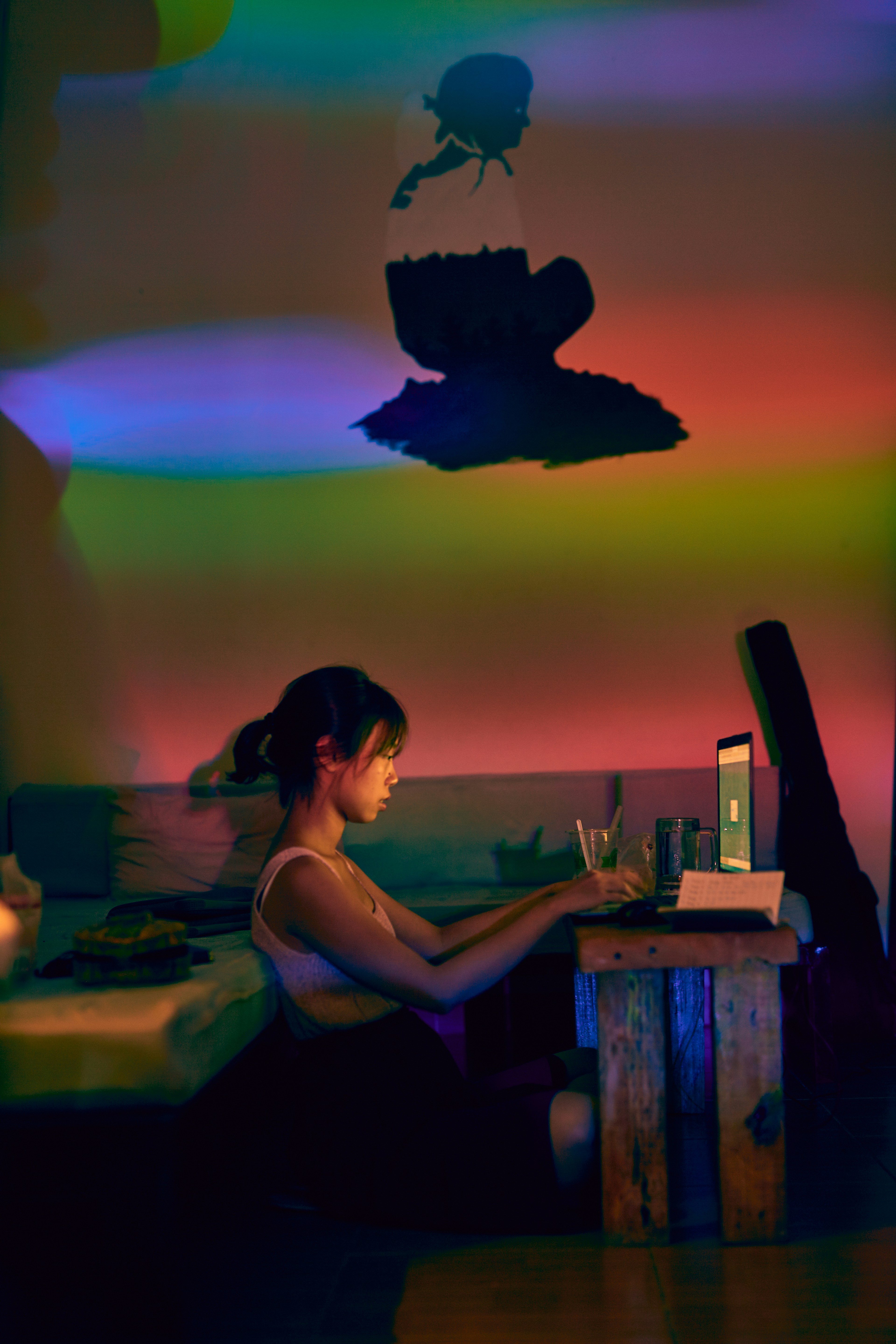 Silhouetted Workspace: A Quiet Evening in Color