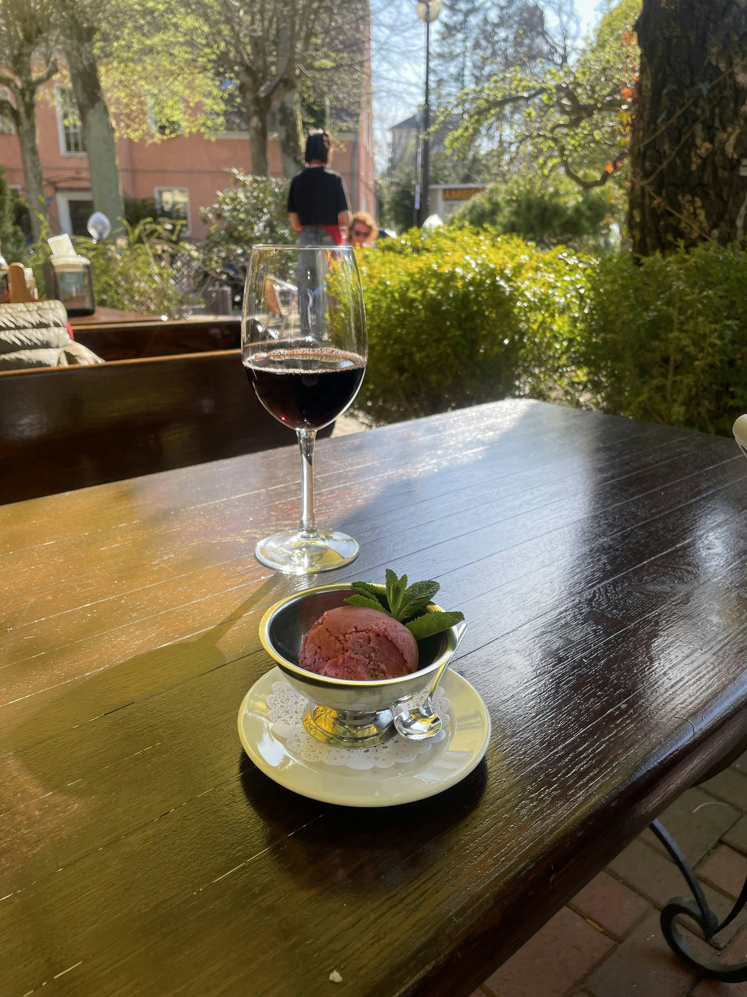 Wine and Sorbet on a Sunlit Patio