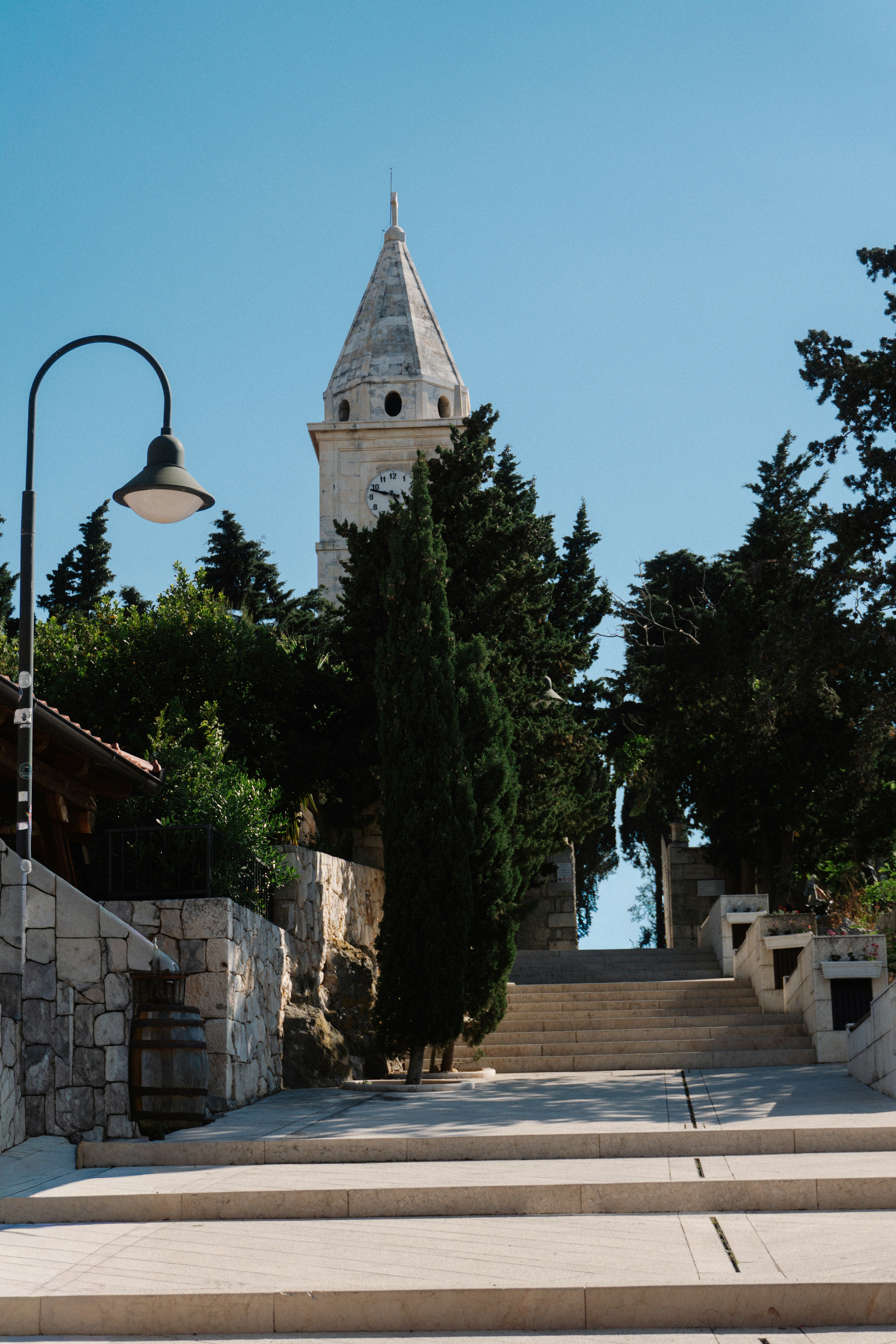 Stone Clock Towered Steps: A Quiet Path to the Summit