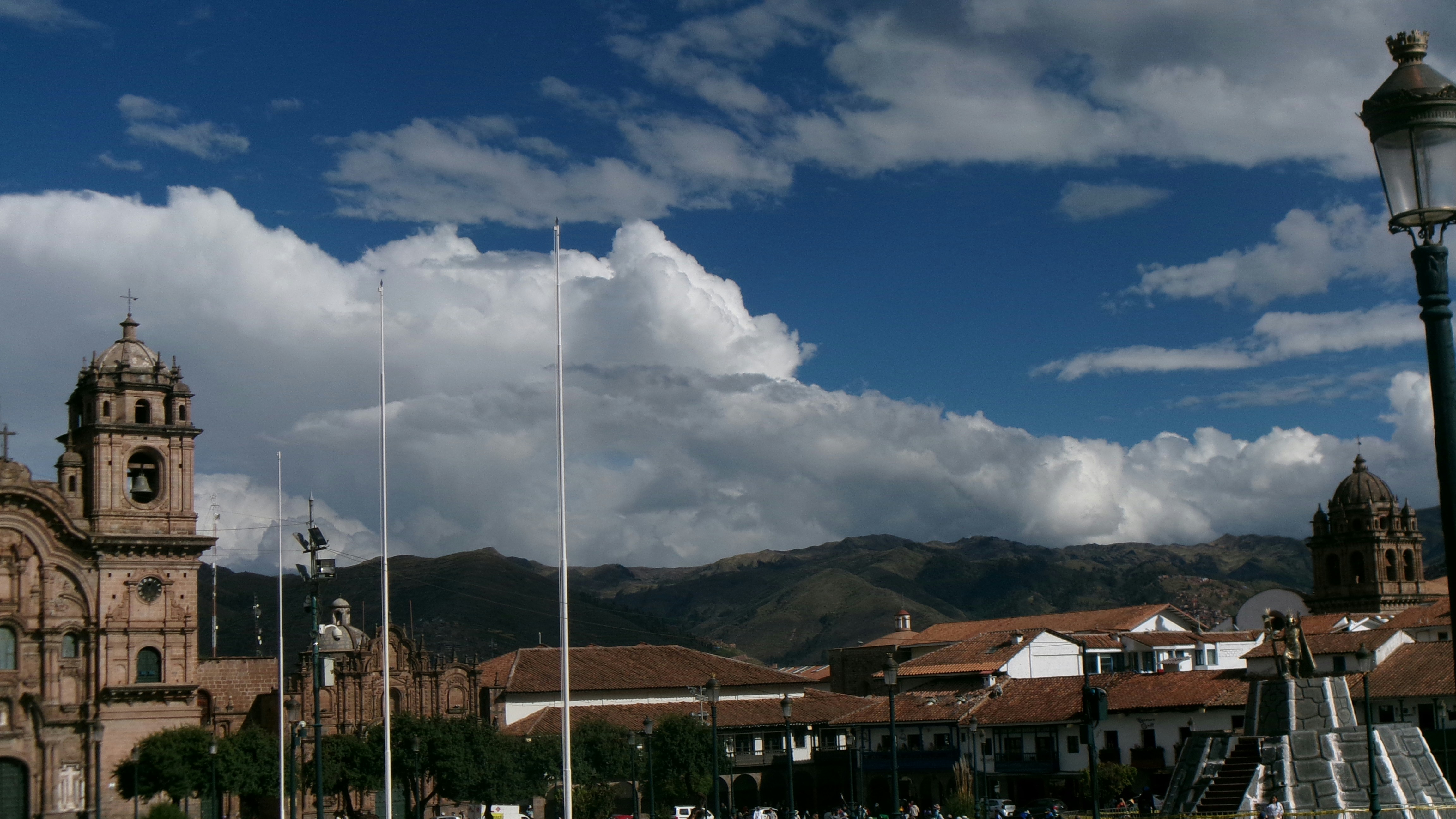 Colonial Plaza under a Tumble of Clouds