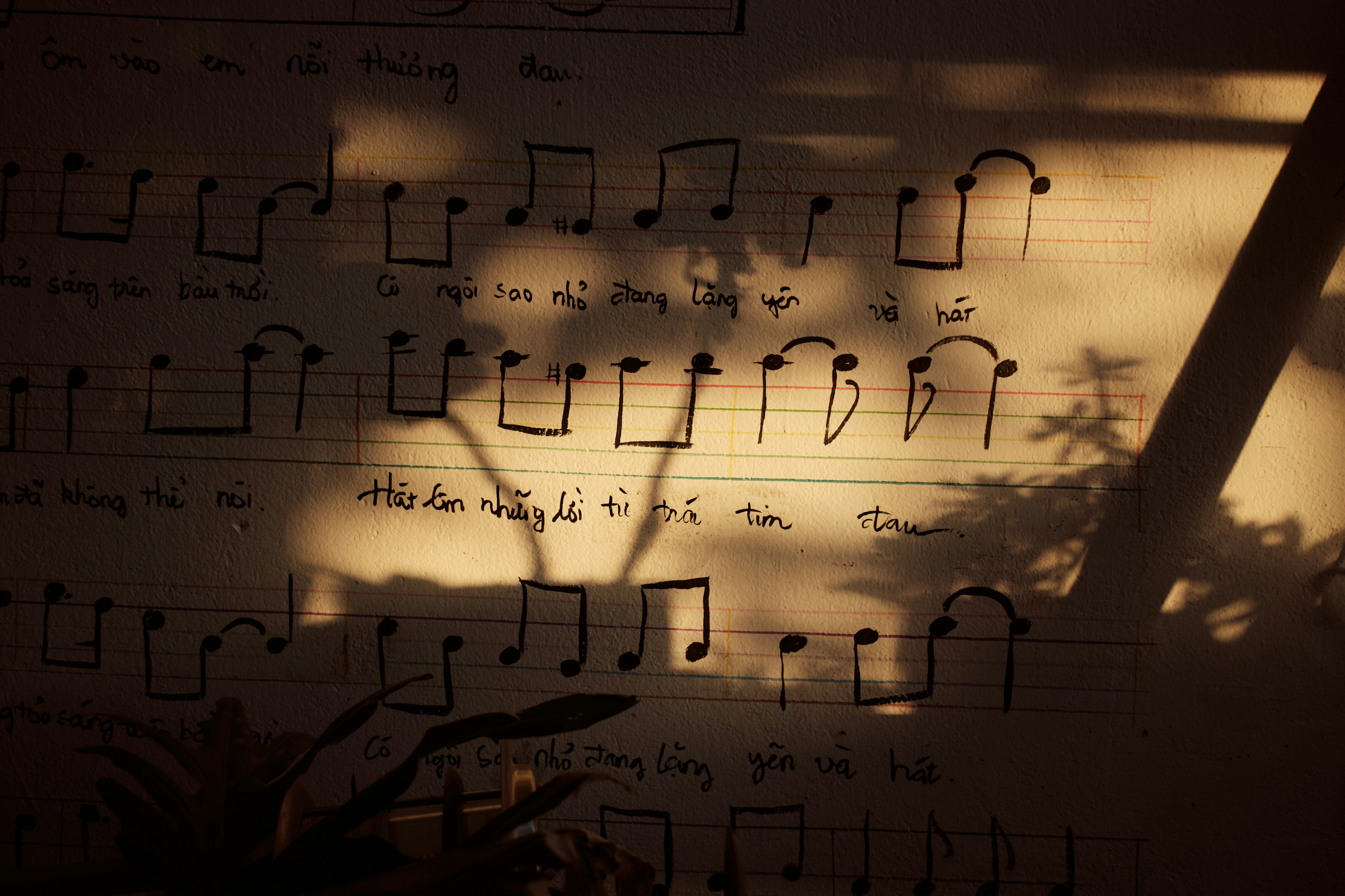 Shadowed Notes Across the Choir Sheet