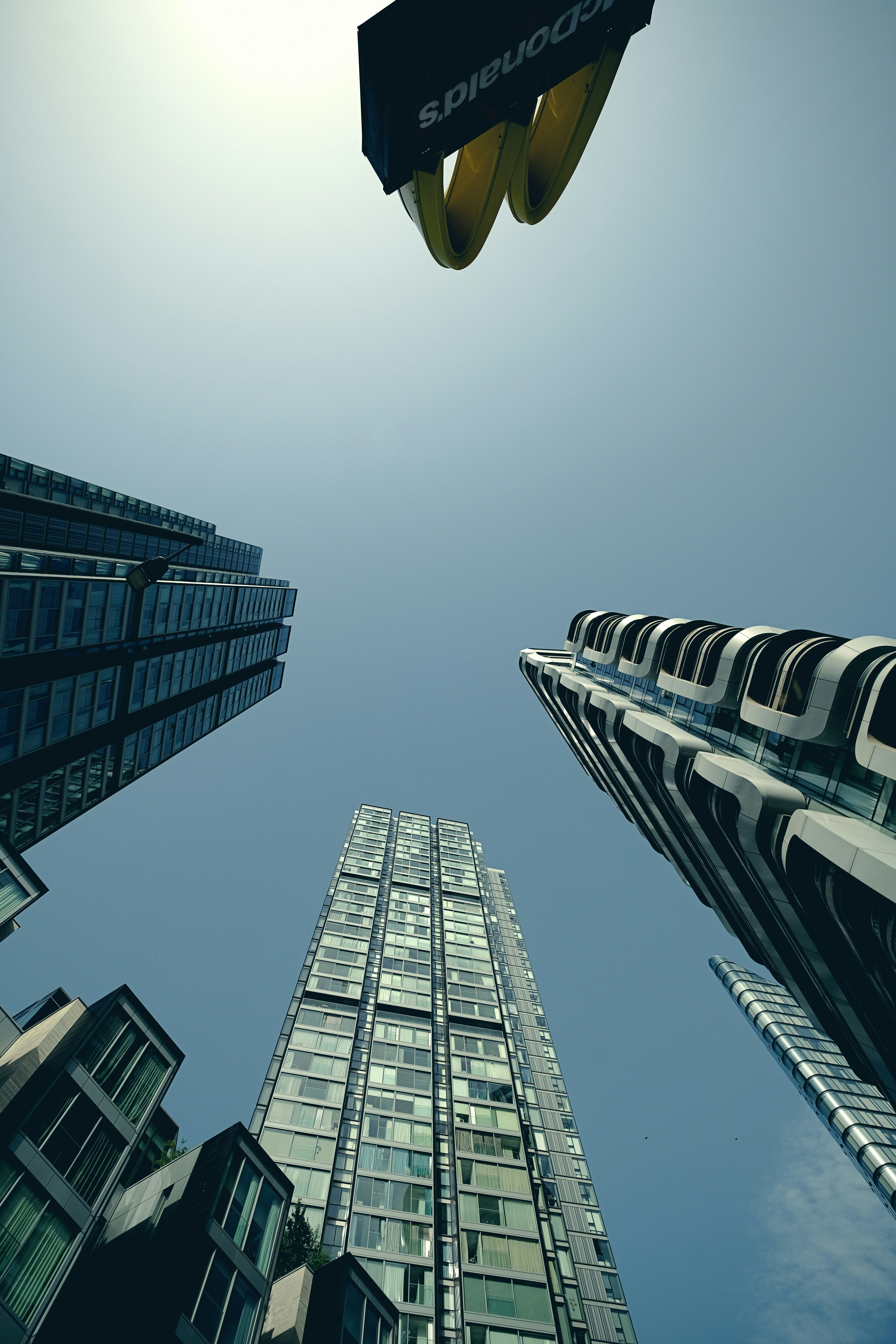 Skyward Convergence: A Towering Cityscape from the Ground Up