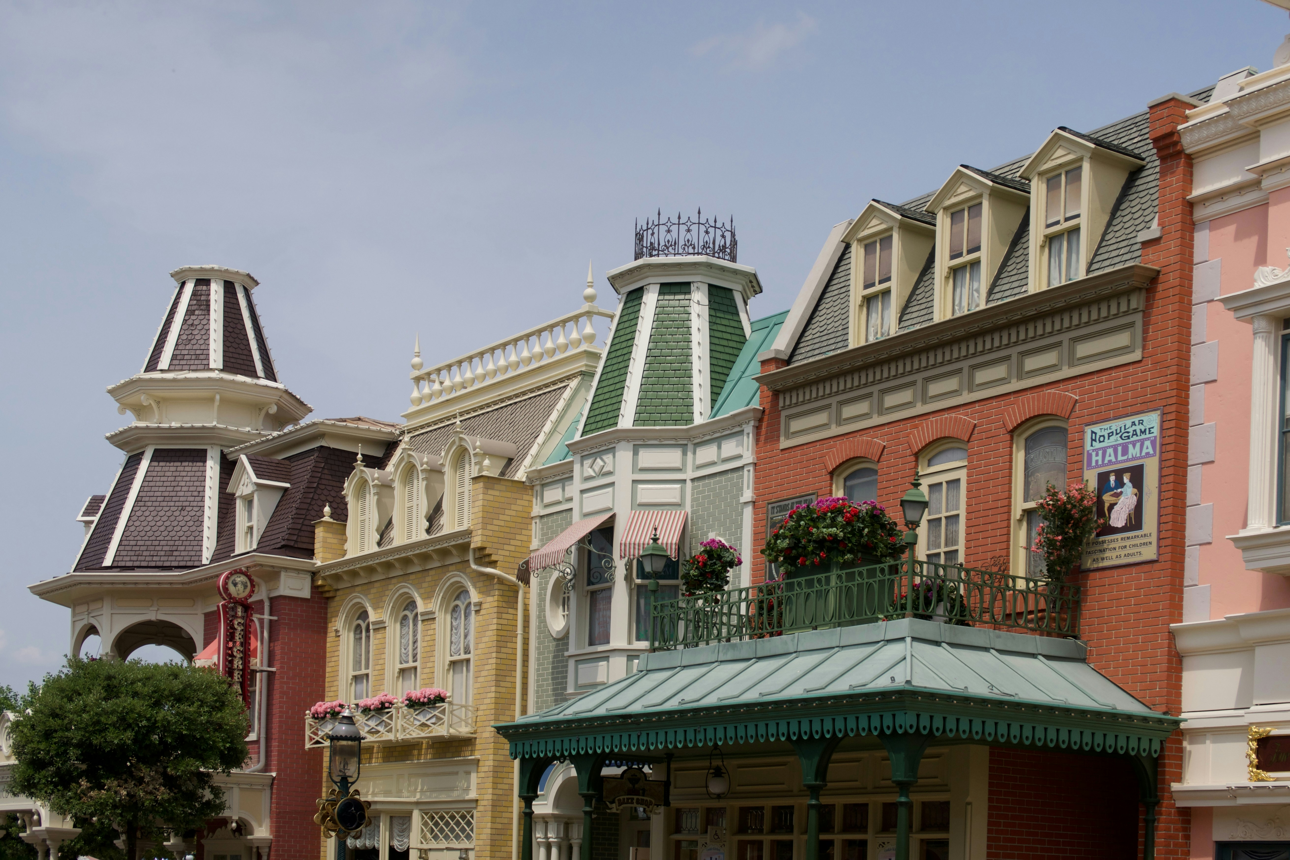 Colorful Victorian Row on a Sunny Street