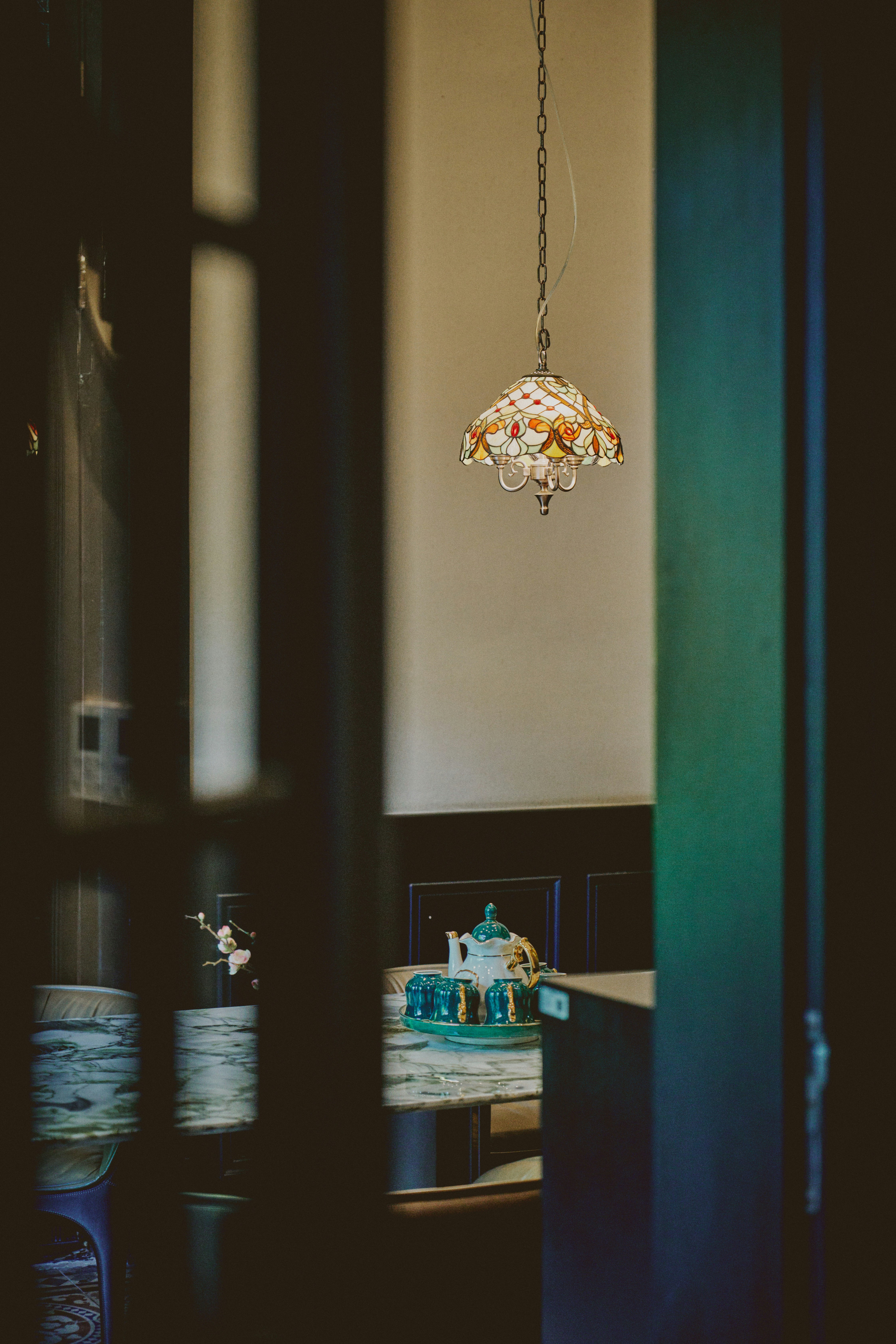 Hanging Lantern in a Quiet Dining Nook