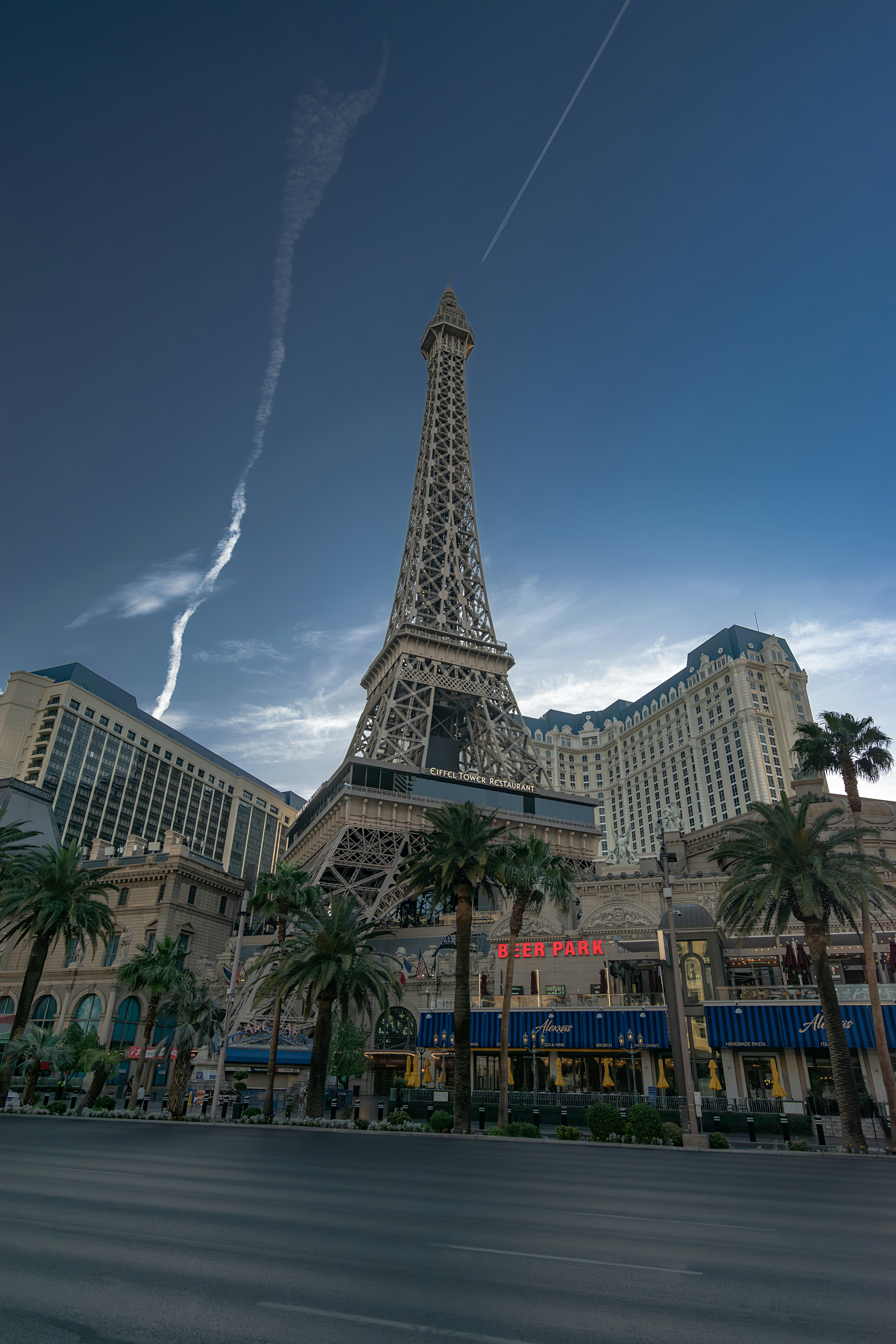 Towering Mirage of The Strip: Bellagio Tower Reaching into a Clear Vegas Sky