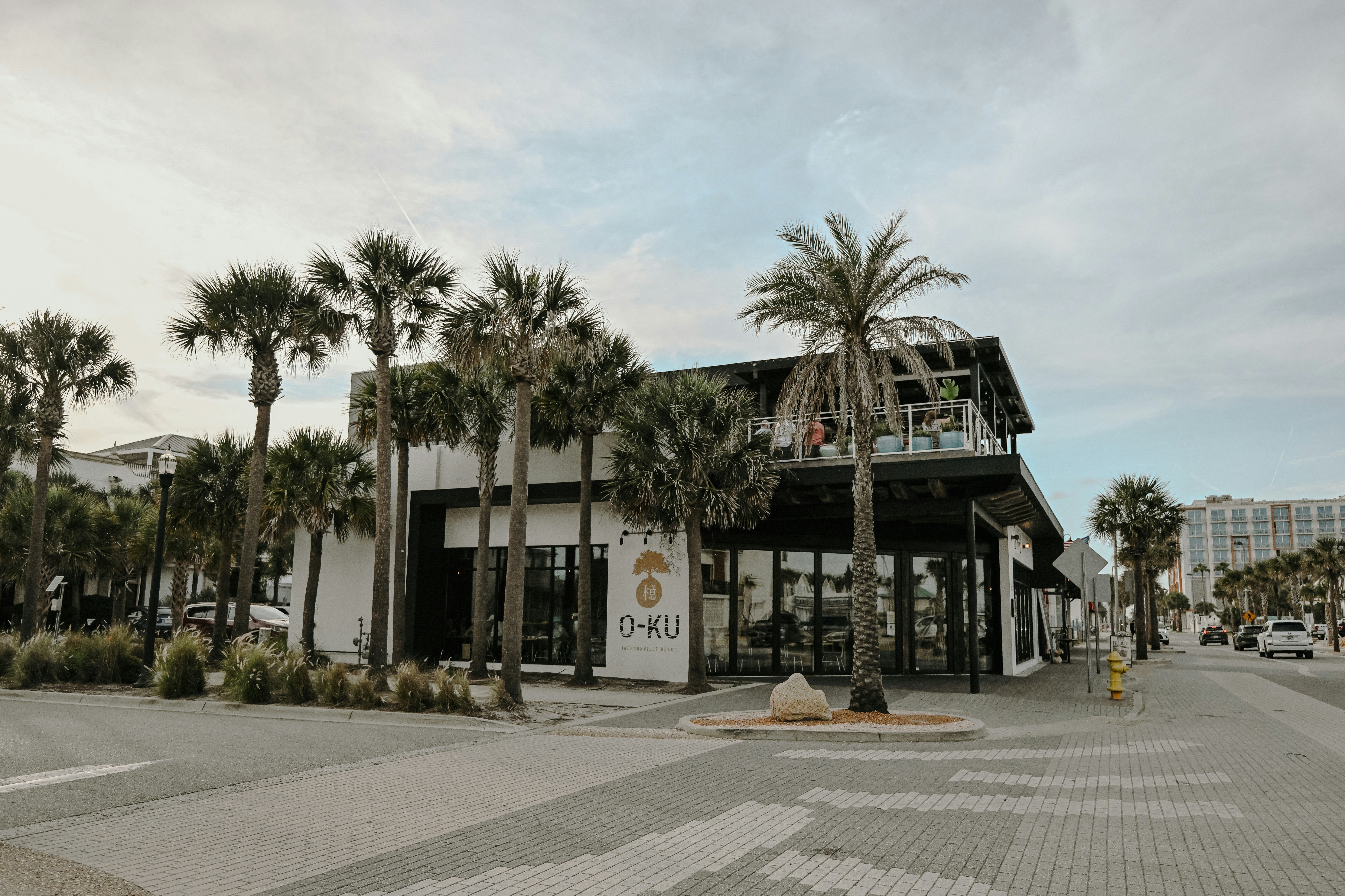 Corner Café Overlook on a Palm Tree Boulevard