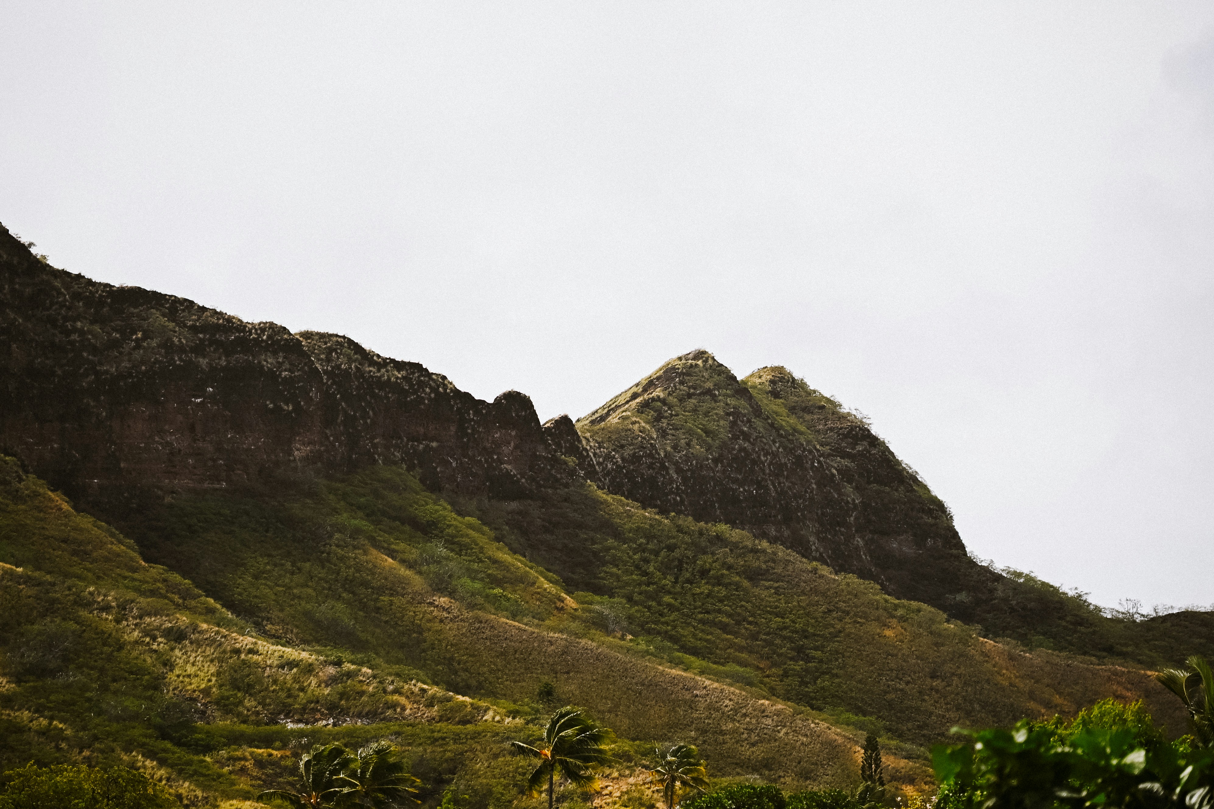 Rugged Summit Crest Beneath Overcast Sky