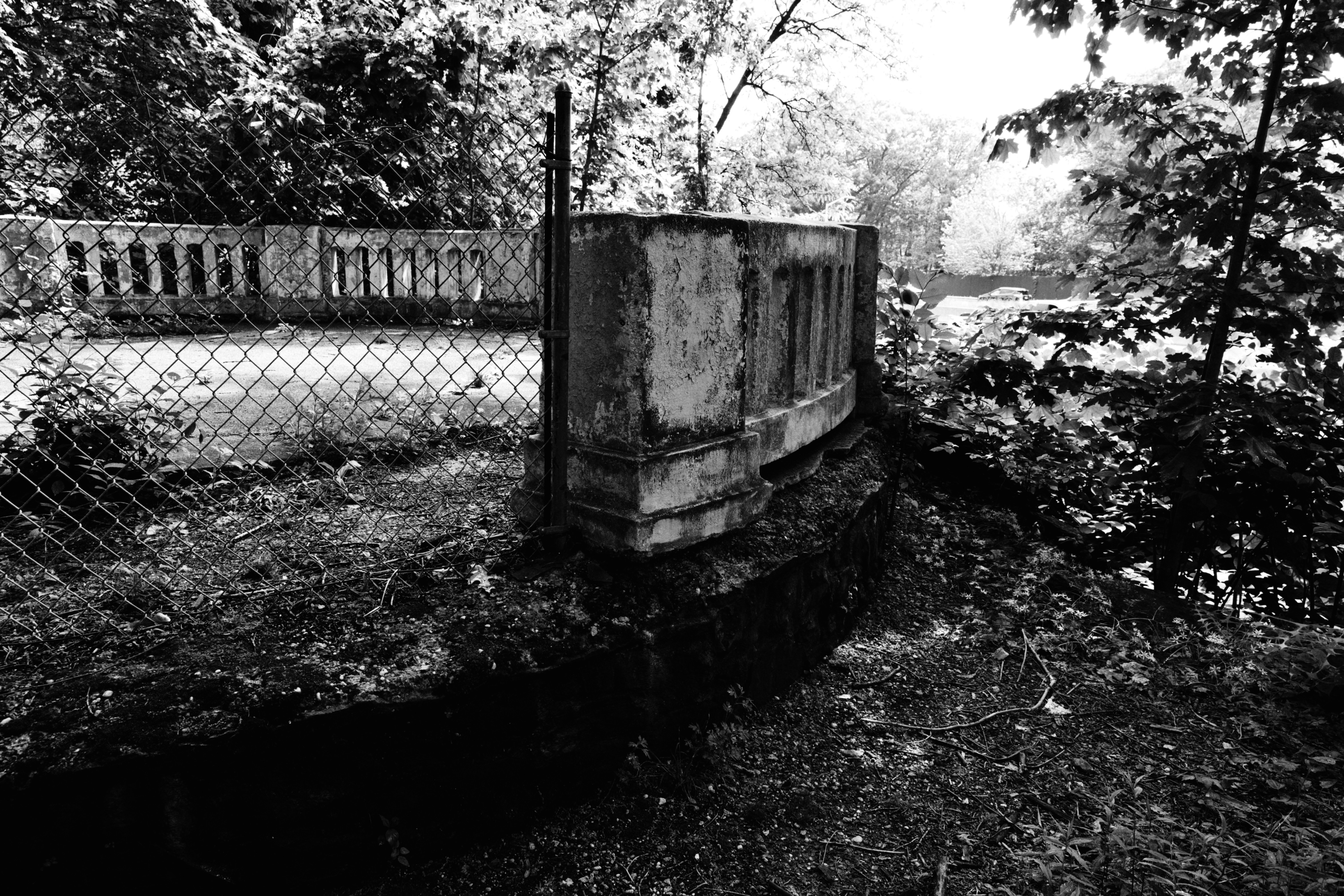 Desaturated Bridge Verge: A Quiet, Weathered Crossing