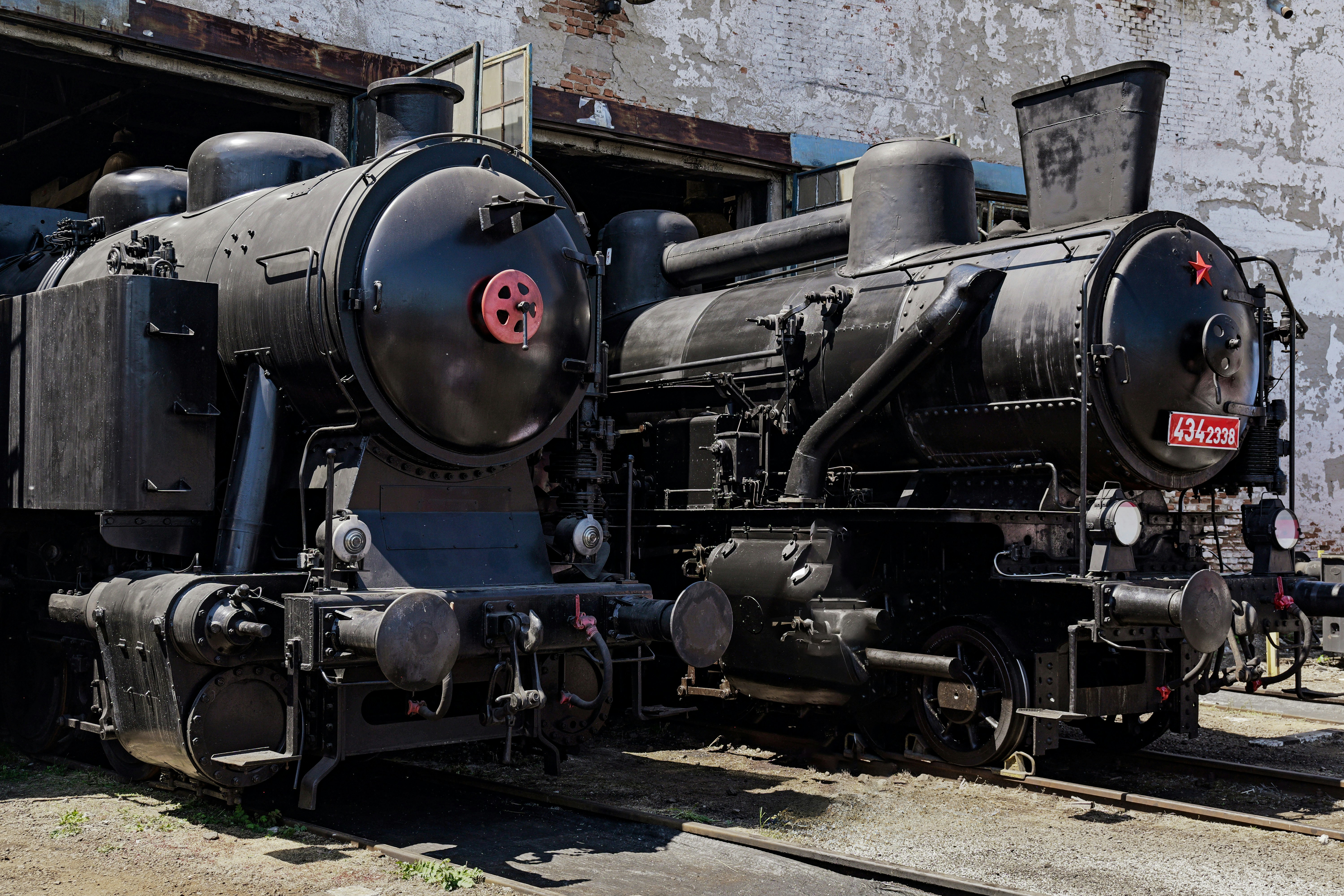 Twin Steam Giants: Iron Behemoths Rest at the Depot