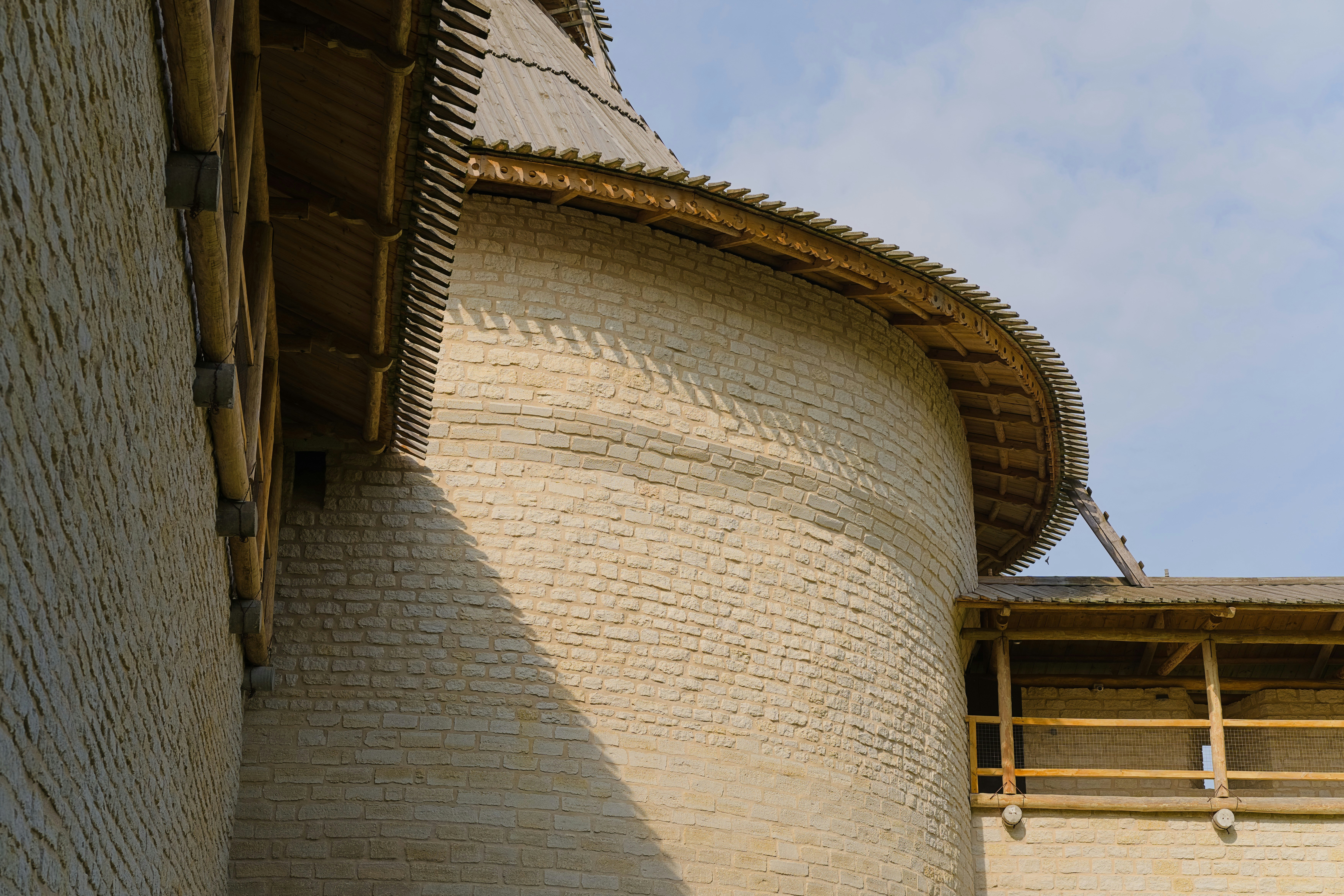 Rounded Tower Wall with Overhanging Eaves