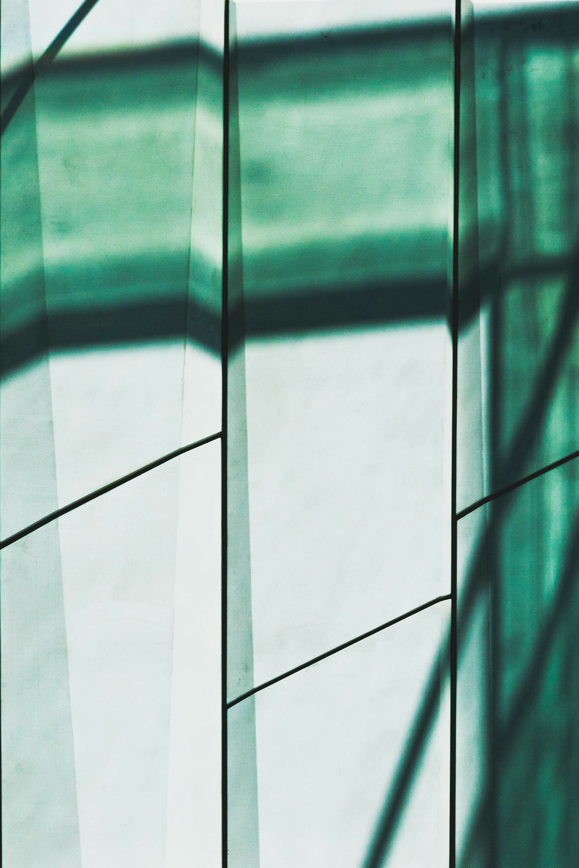 Green Glass Facade in Diagonal Light